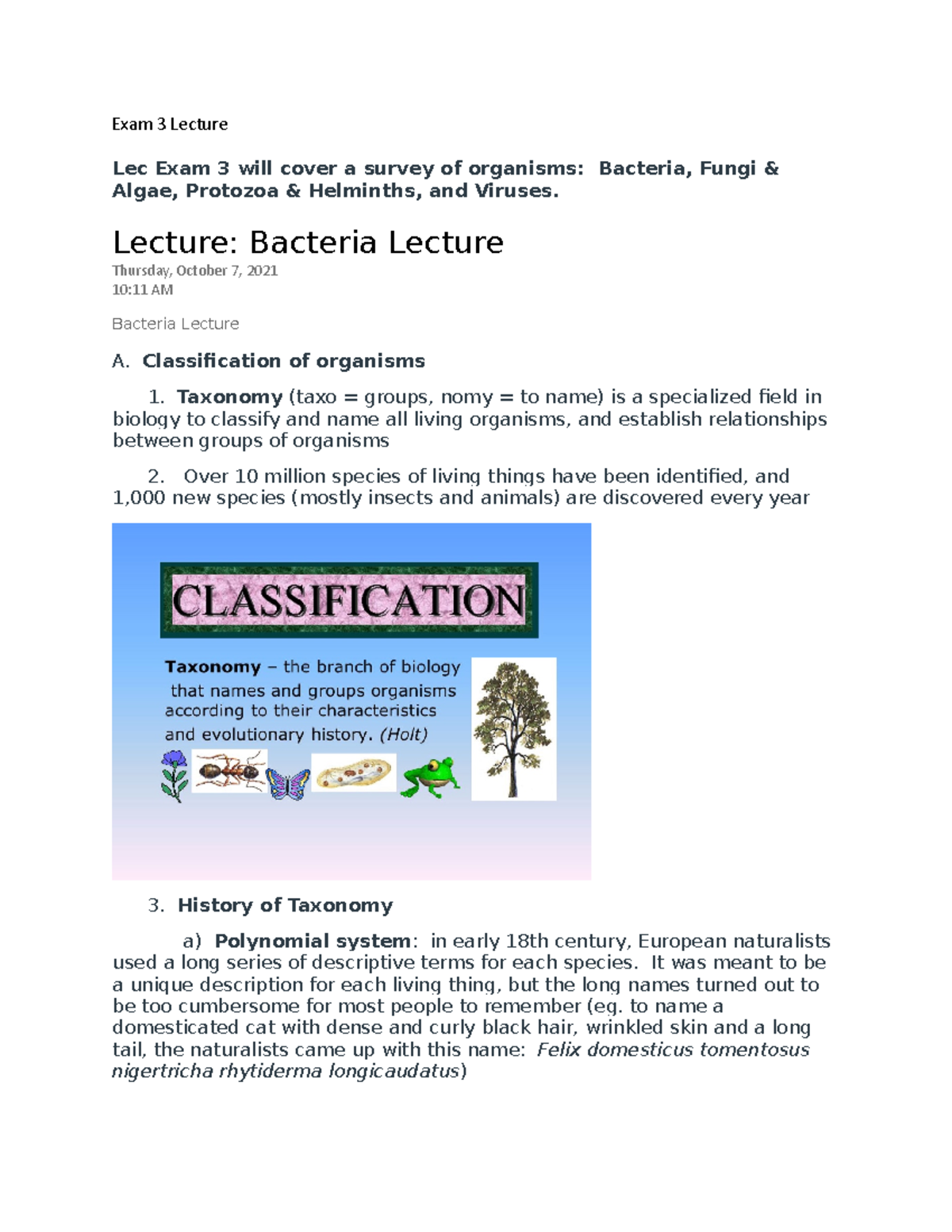 Exam 3 Lecture - Bacteria, fungi & algae, protozoa & helminths, and ...