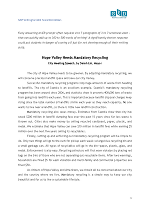 Extended response infographic - on the GED ® test EXTENDED RESPONSE ...