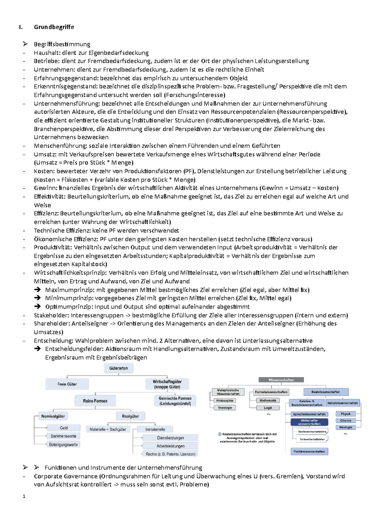Zusammenfassung BWL - I. Grundbegriffe Begriffsbestimmung Haushalt ...