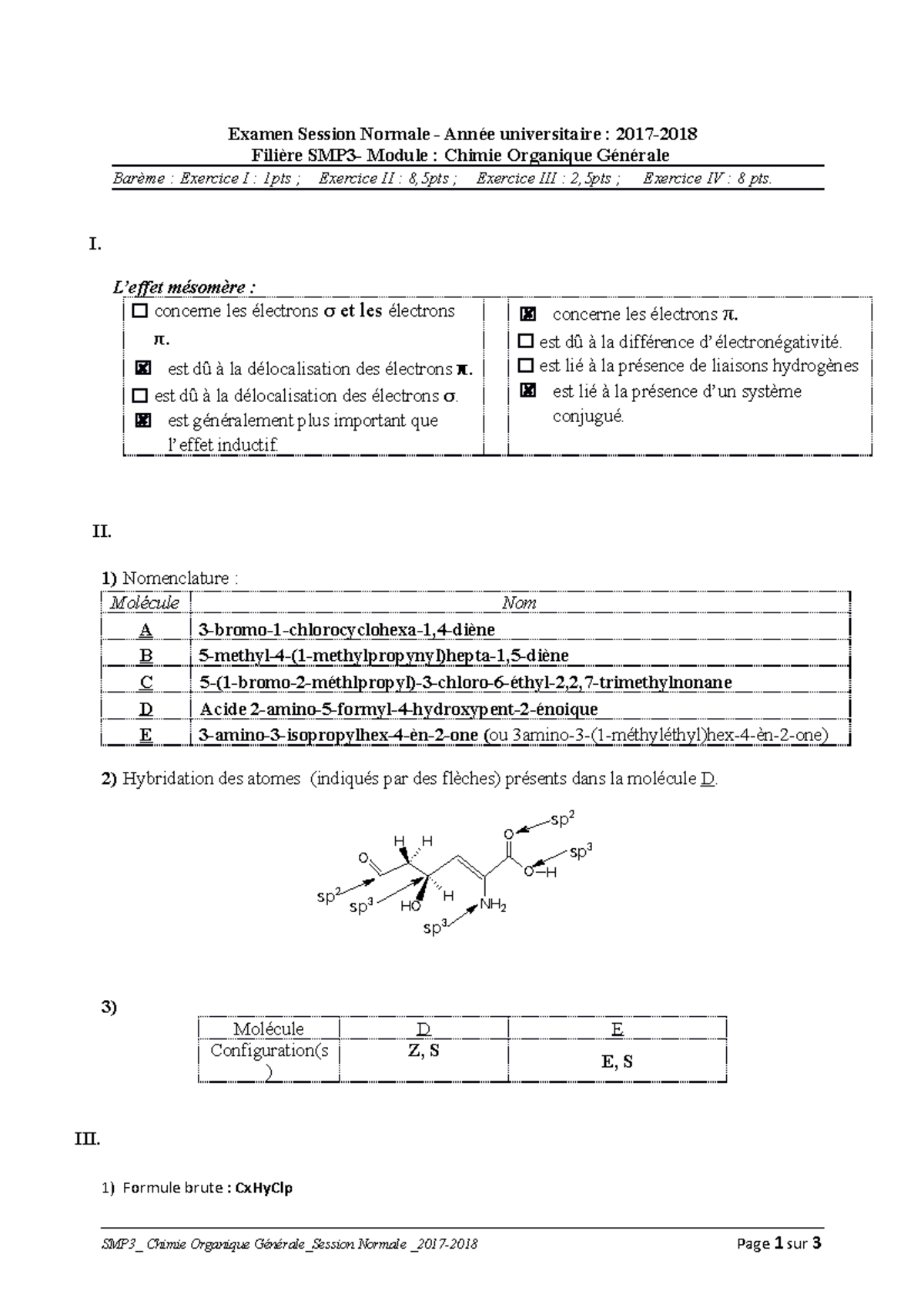 Corrigé examen Normale 2017 - Examen Session Normale - Année ...