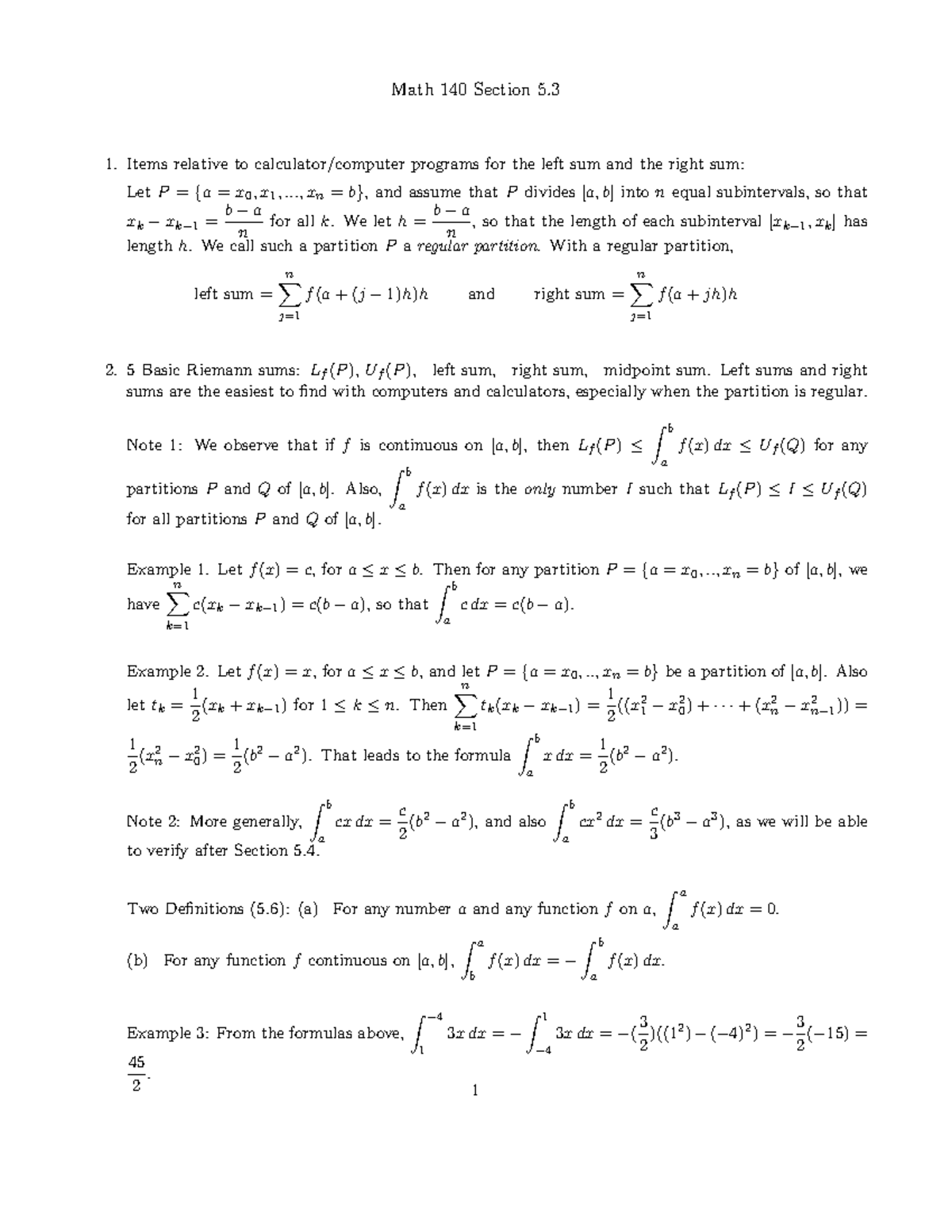 M140 S5 - Denny Gulick practice problems - Math 140 Section 5. Items ...