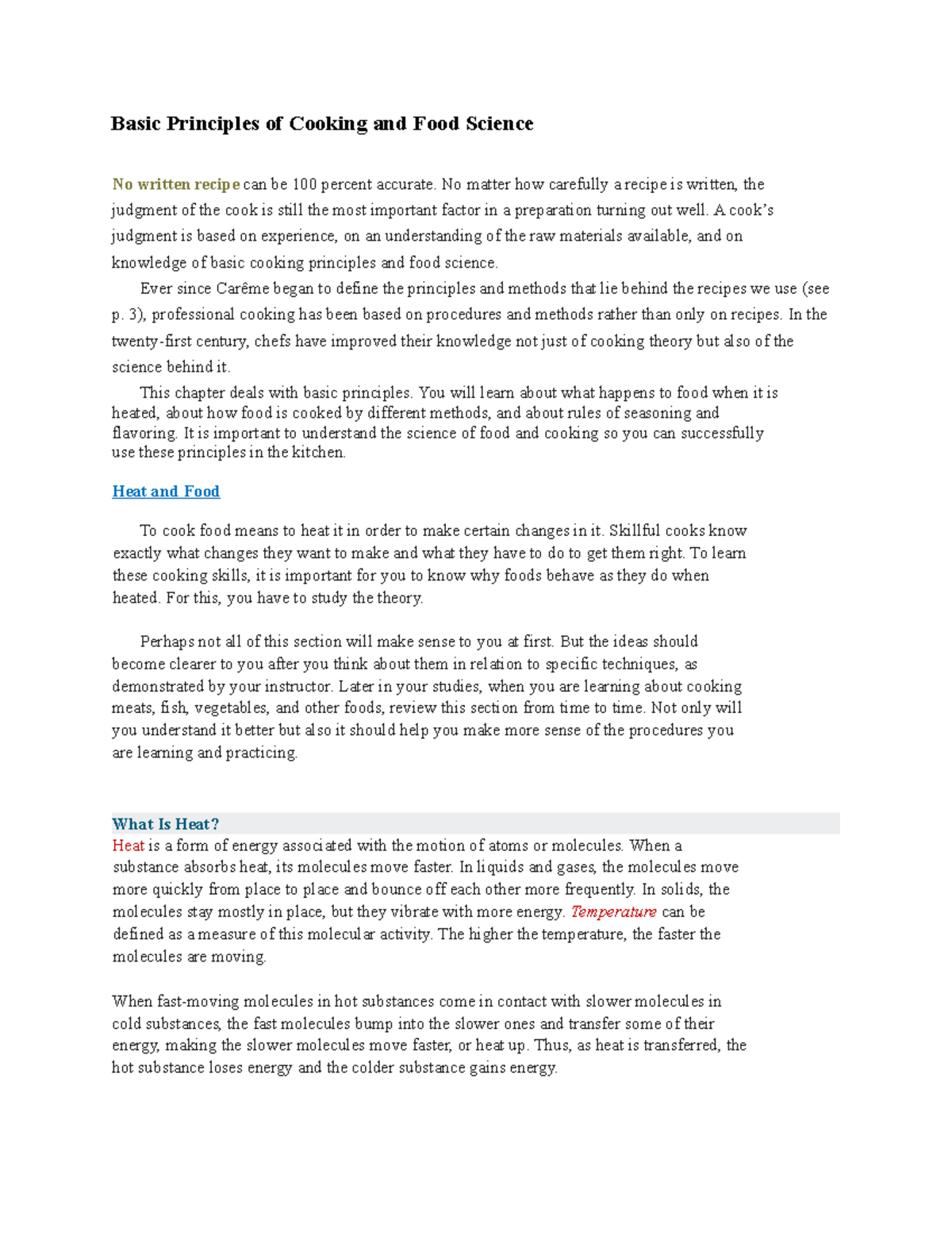 Basic Principles Of Cooking And Food Science No Matter How Carefully