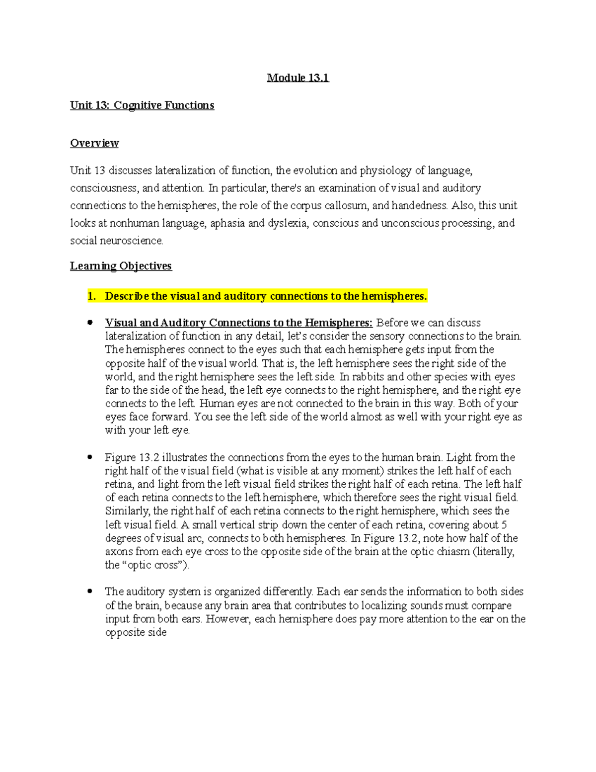 Module 13.1 Cognitive Functions - Module 13. Unit 13: Cognitive ...