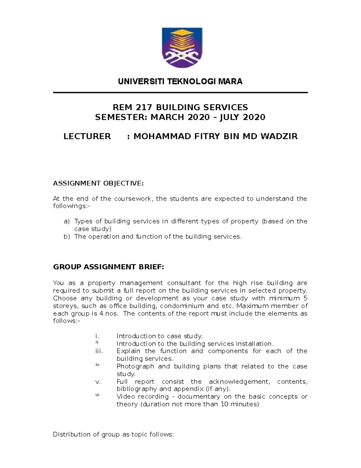 Assignment REM217 March 2020 â€“ JULY 2020 - UNIVERSITI TEKNOLOGI MARA ...