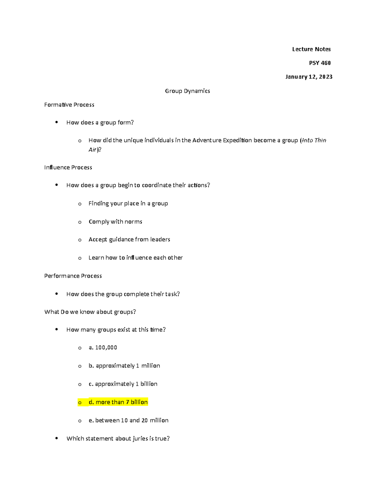 2. Group Dynamics - Lecture notes taken from the professor's lecture ...