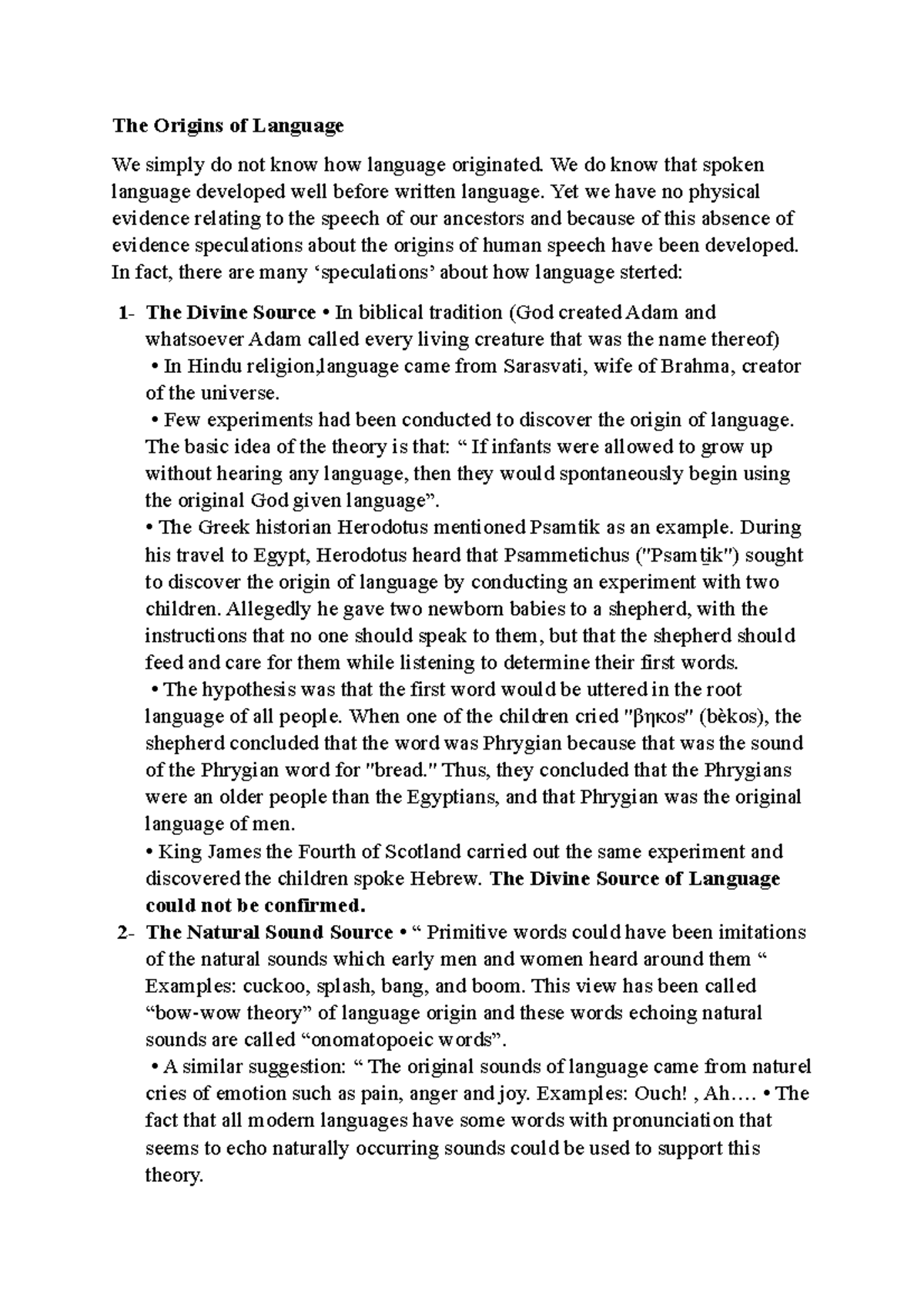 Origin of language - The Origins of Language We simply do not know how ...