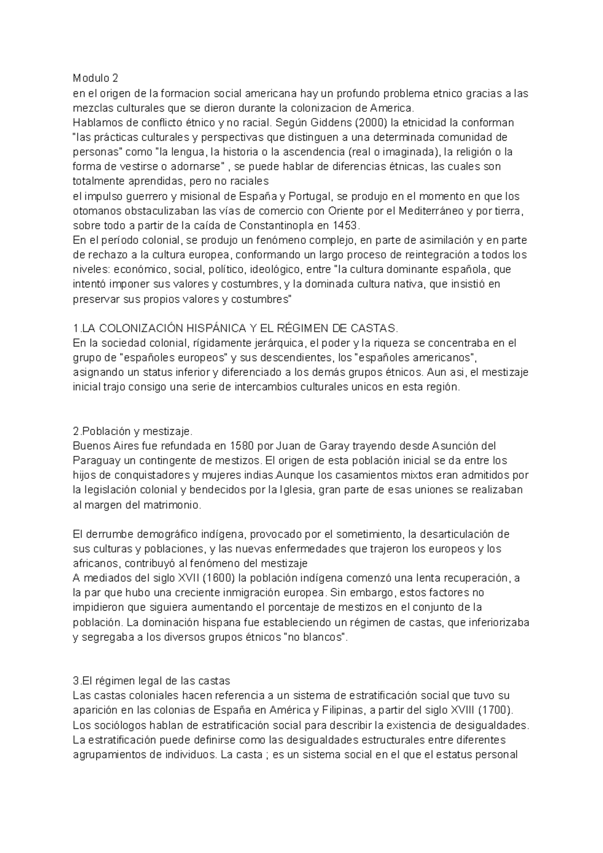 Modulo 2. Historia - Modulo 2 en el origen de la formacion social americana hay un profundo ...