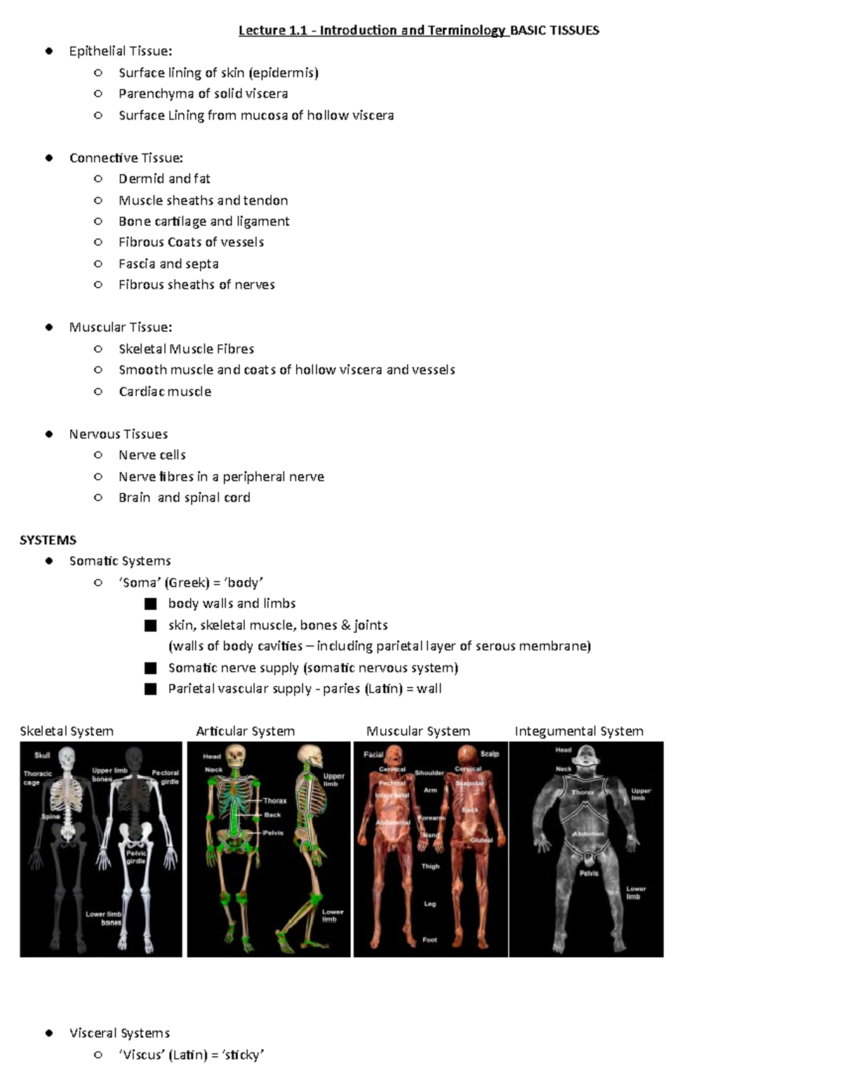 Anatomy ANAT2000 6 Lectures 1-2 - Lecture 1 - Introduction and ...