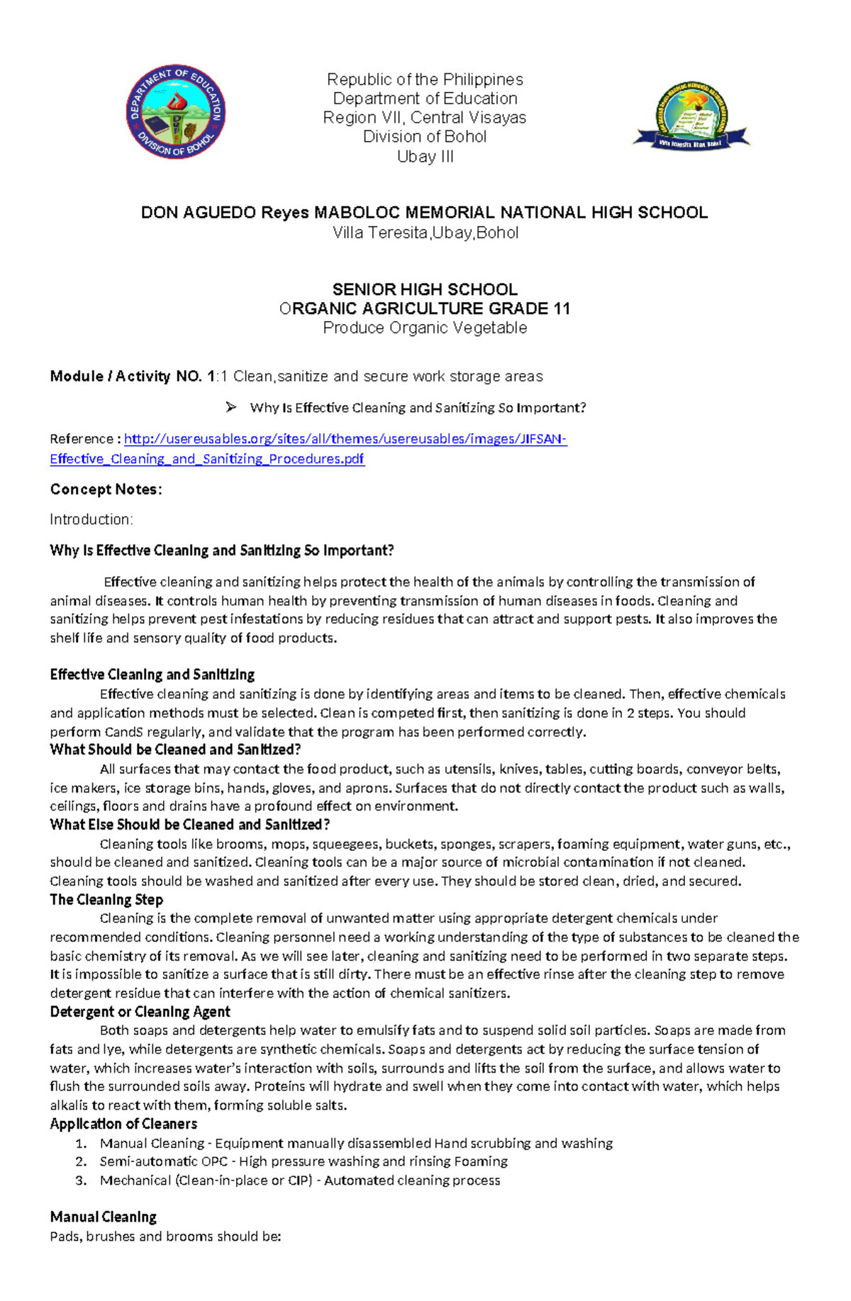 Module 1 - Republic of the Philippines Department of Education Region ...