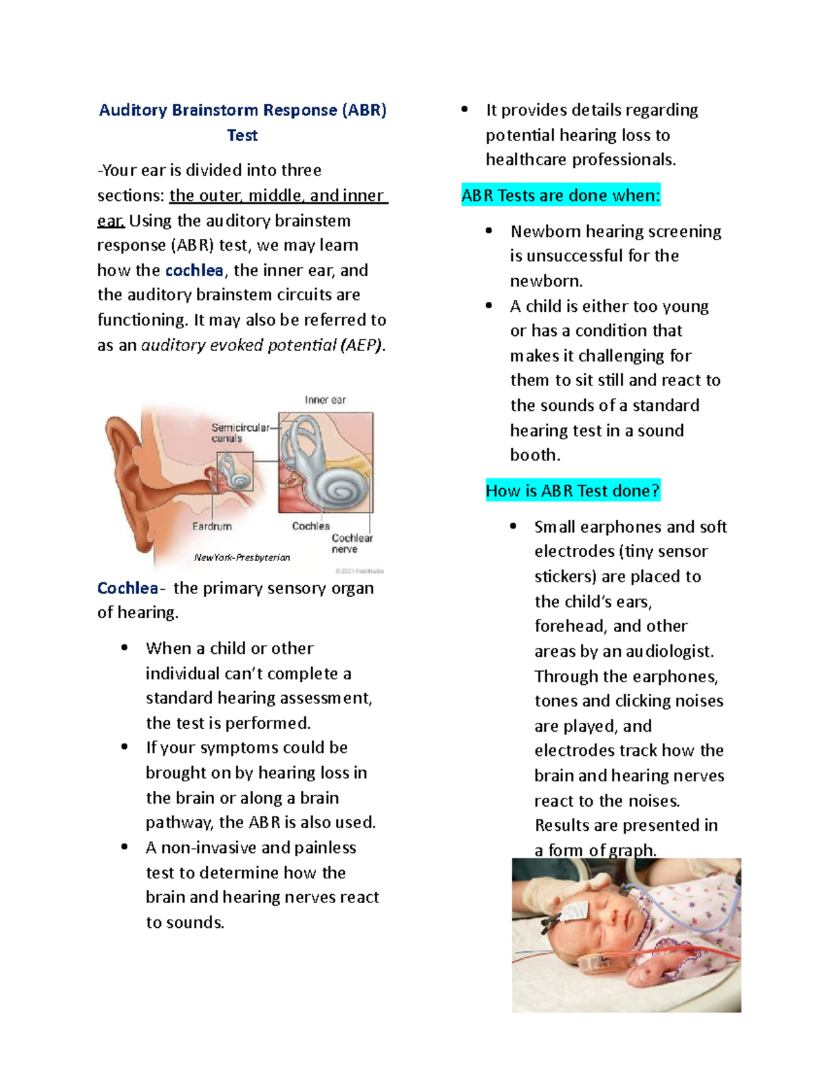 Auditory Brainstorm Response (ABR) Test - Auditory Brainstorm Response ...