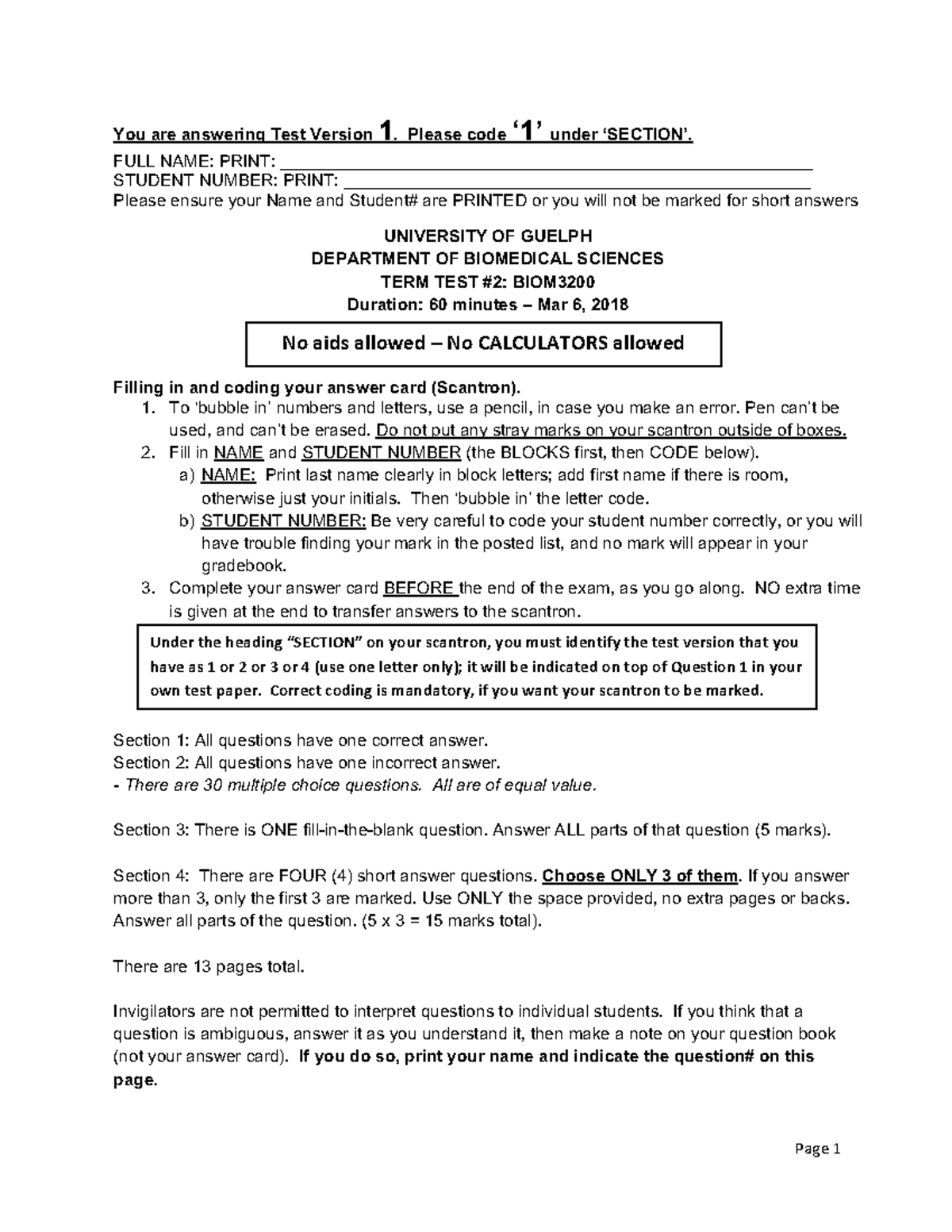 Sample Term Test 2 with answers - Warning: TT: undefined function: 32 ...