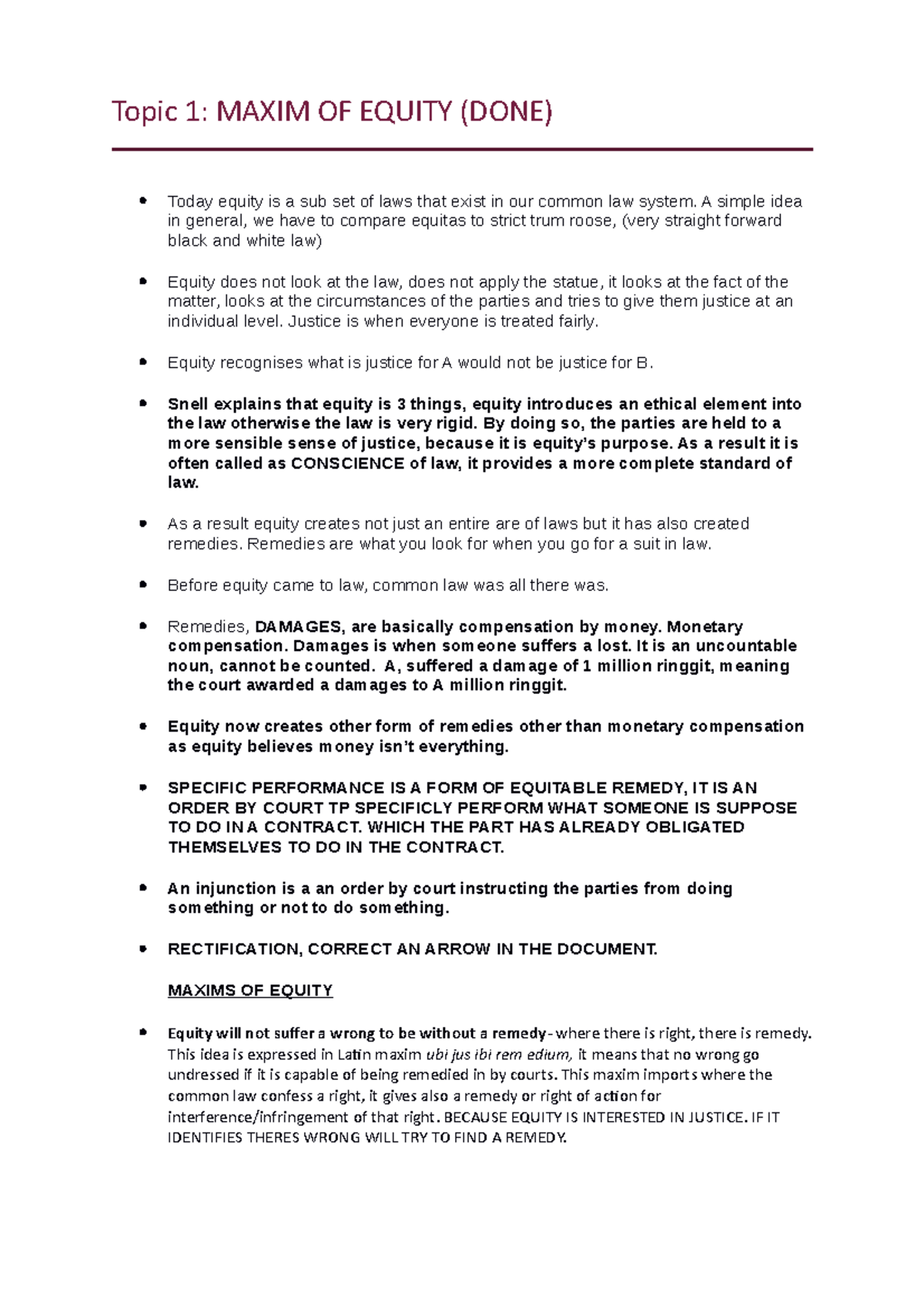 Topic 1 Maxim OF Equity - good notes bro gooood luckkkkk, this may help ...