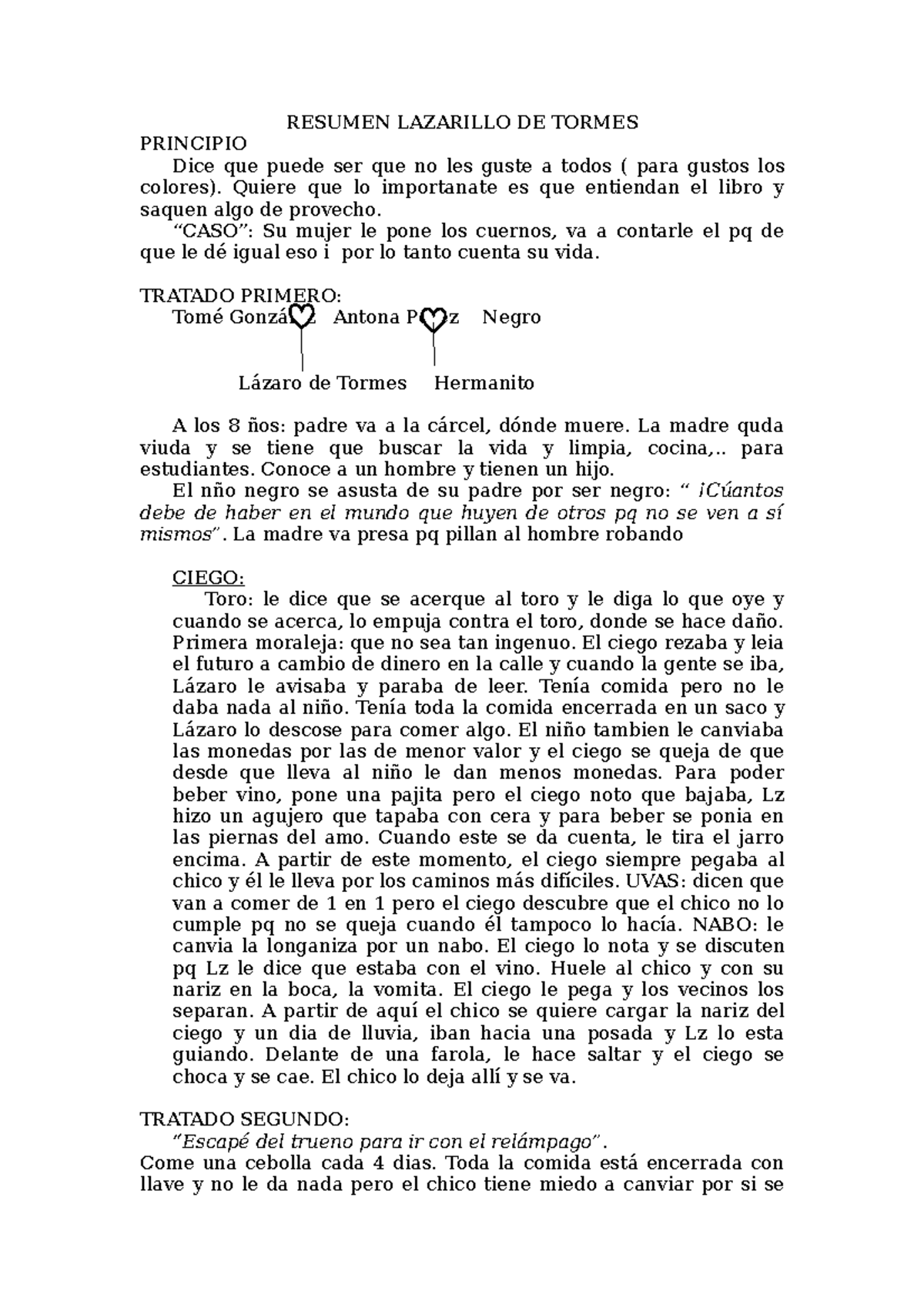 Resumen del libro Lazarillo De Tormes - RESUMEN LAZARILLO DE TORMES ...