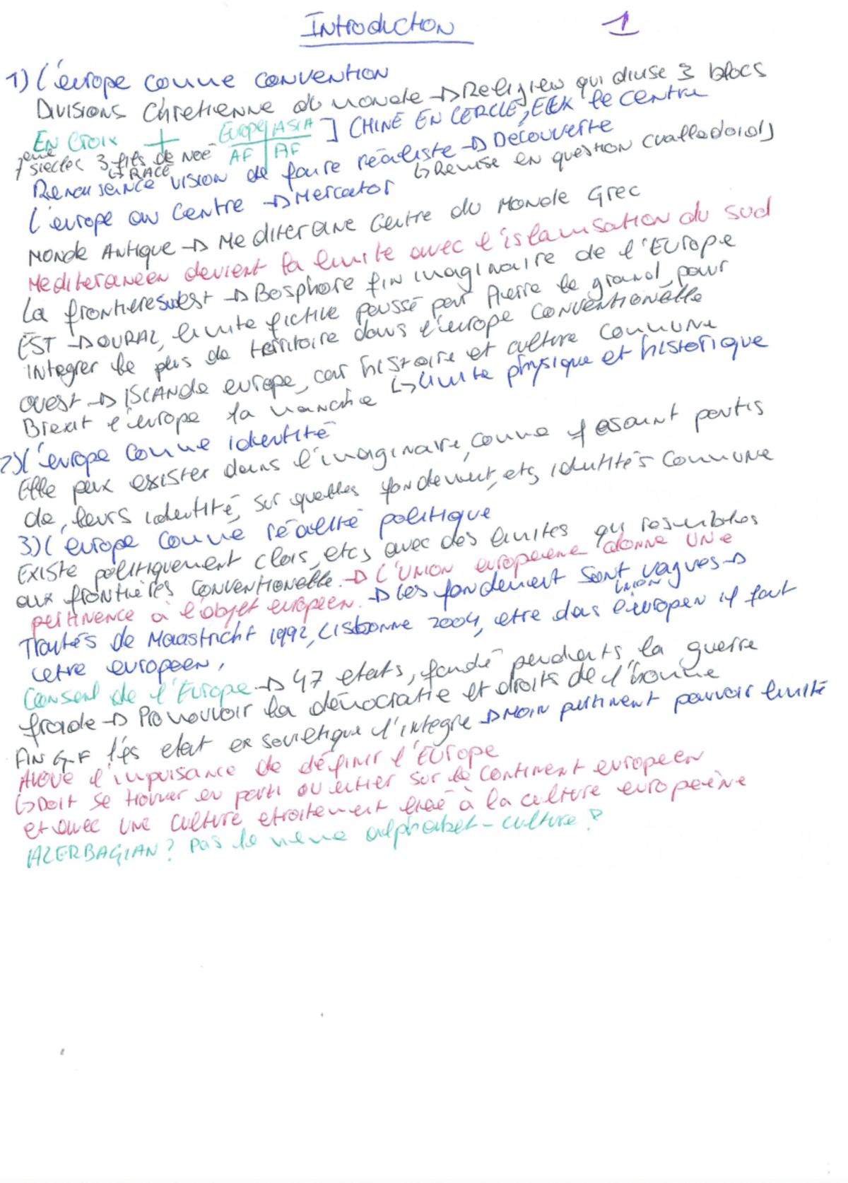 Géographie de l'Europe synthese écrite - Introduction 1) (evrope coune ...