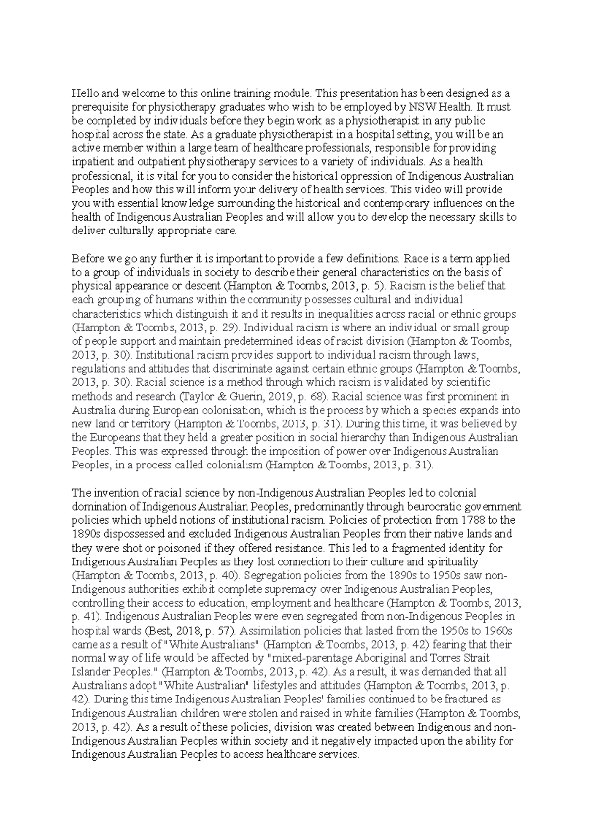 Assessment 3 - Information Package - Hello and welcome to this online ...