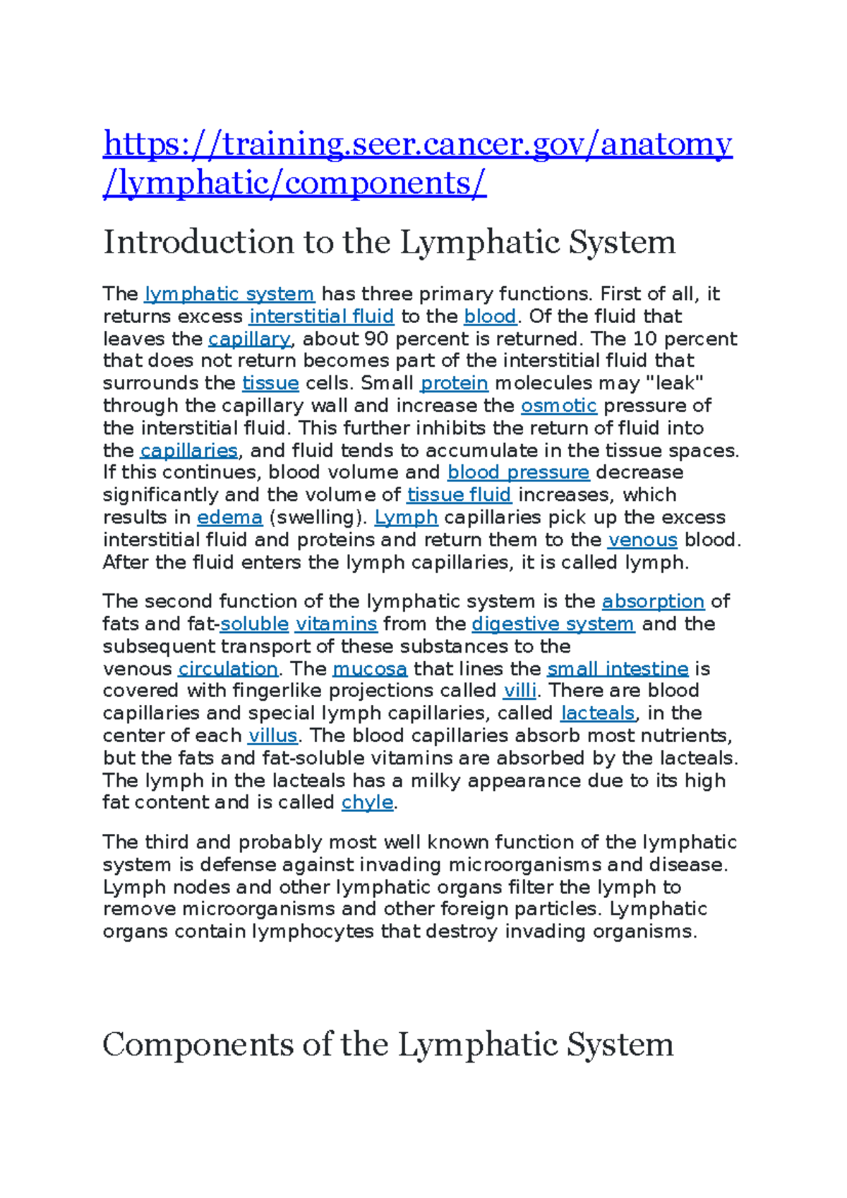 Lymphatics - Lymphatic system - training.seer.cancer/anatomy /lymphatic ...