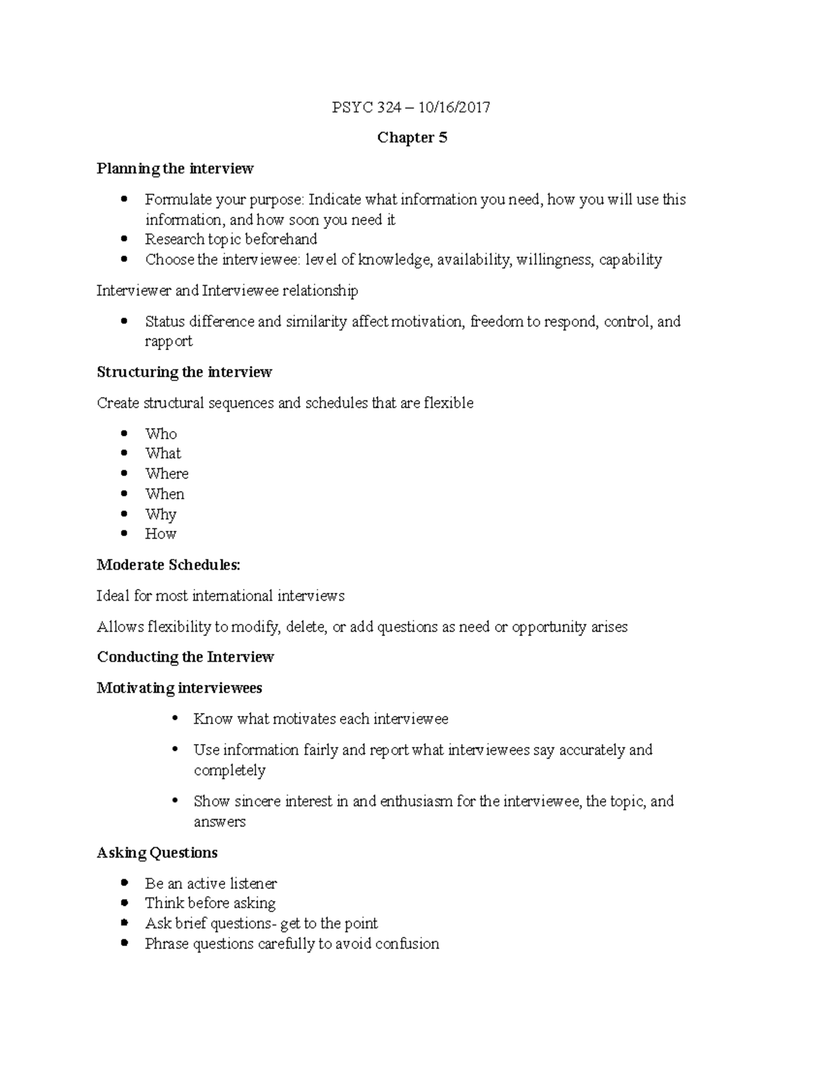 PSYC 324-6927, 10.16.2017 , Rudow - PSYC 324 – 10/16/ Chapter 5 ...