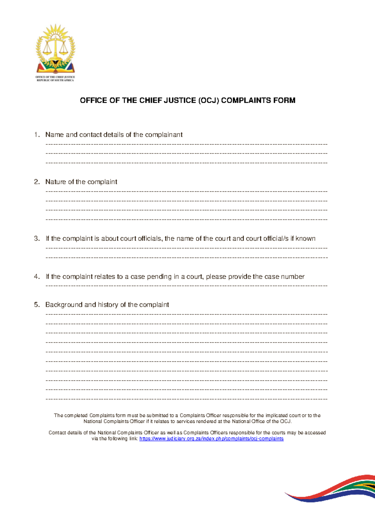 OCJ Complaints Form 1 - OFFICE OF THE CHIEF JUSTICE (OCJ) COMPLAINTS ...