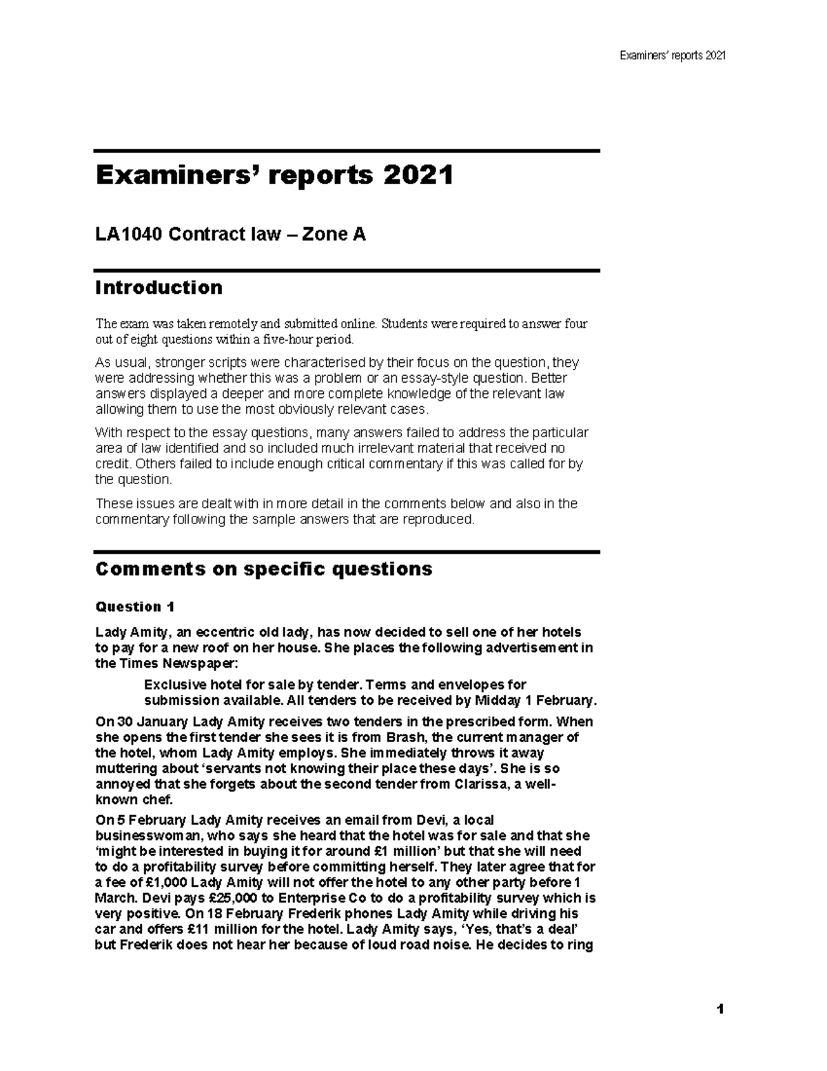 Contract report 2021 A - Easy to prepare - Examiners’ reports 2021 ...
