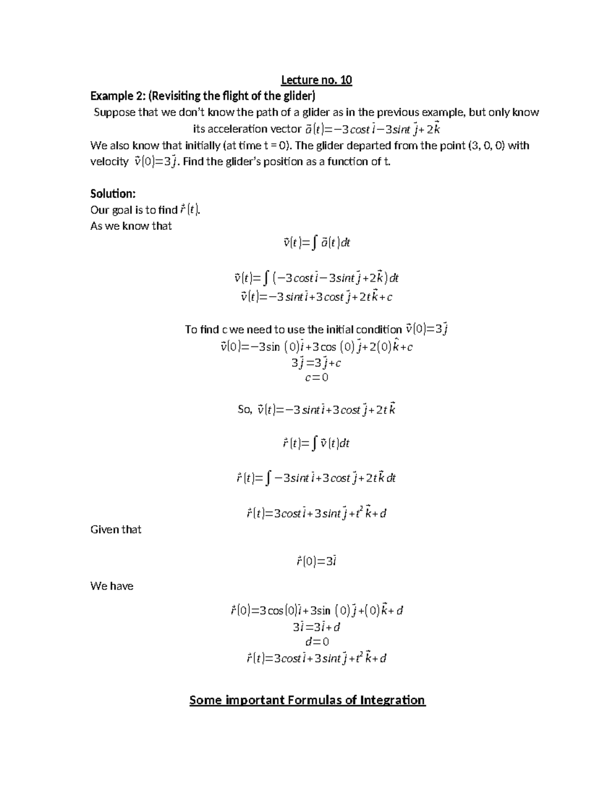 Lec 10 Integration Of Vector Valued Function Lecture No 10 Example