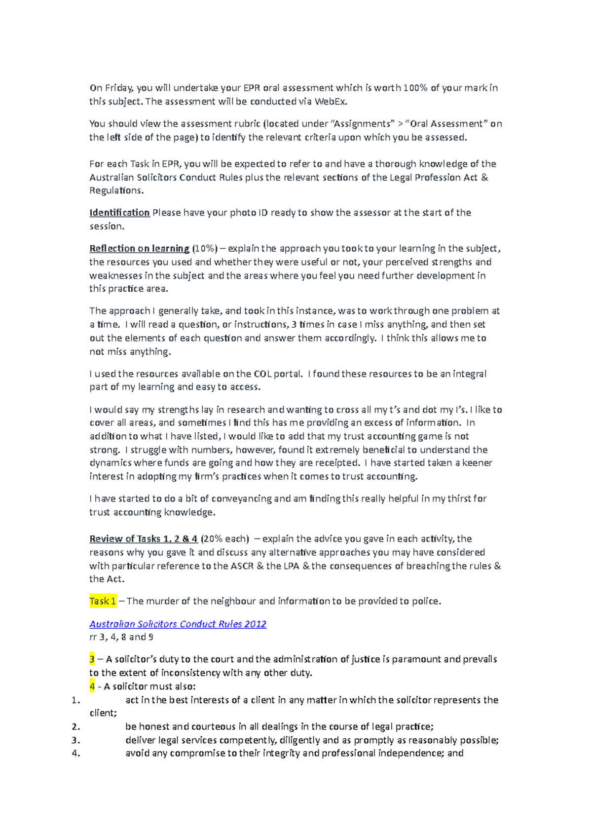 EPR Oral Notes - Ethical and Professional Responsibility - On Friday ...