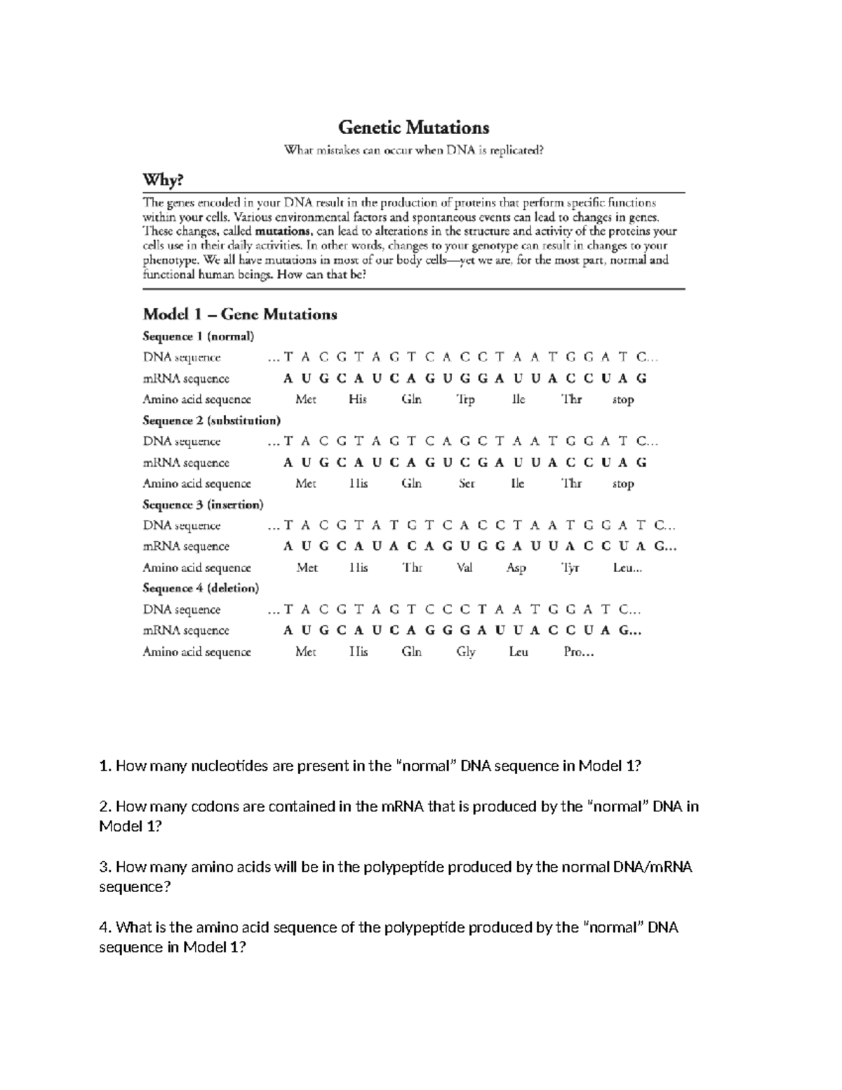 Mutation Pogilrewrite - How many nucleotides are present in the “normal ...
