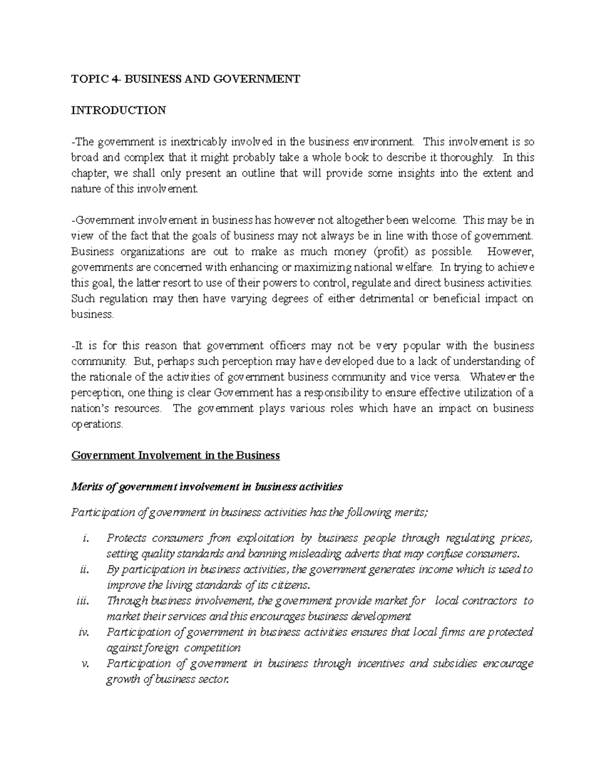 Topic 4- Business AND Government - TOPIC 4- BUSINESS AND GOVERNMENT ...
