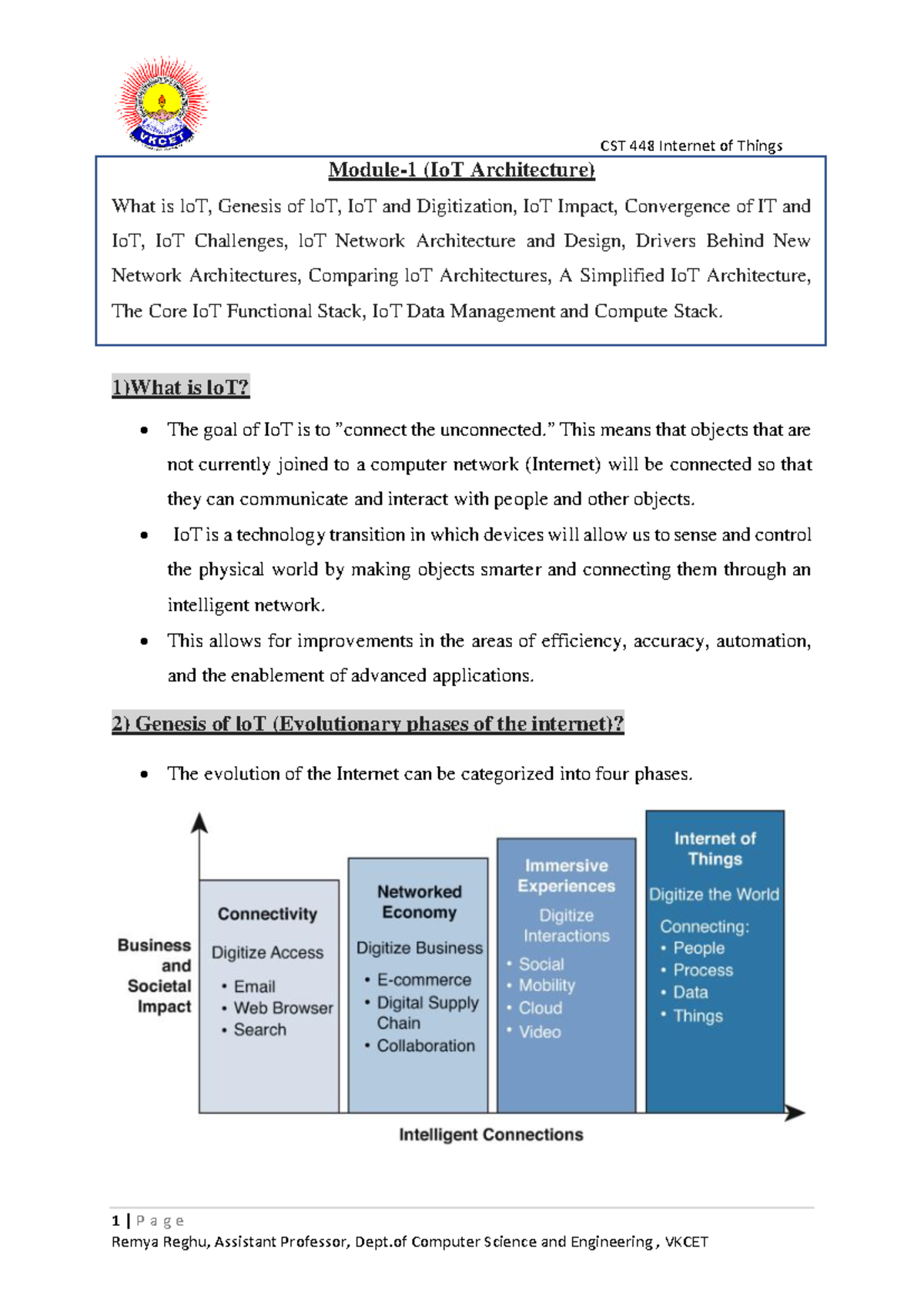 Module 1 - IOT - 1 | P a g e Module-1 (IoT Architecture) What is loT ...