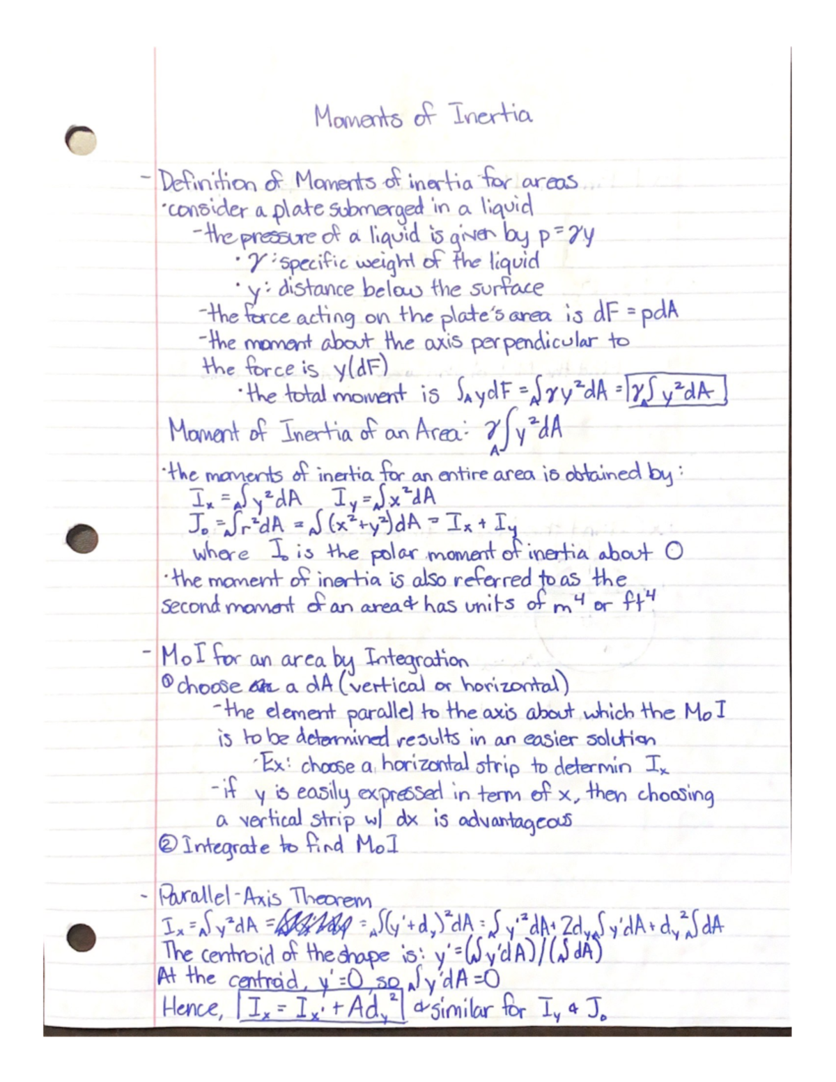 Ch 10 Notes - Moment of Inertia - Professor Dr. Qiu - MAE 241 - Studocu