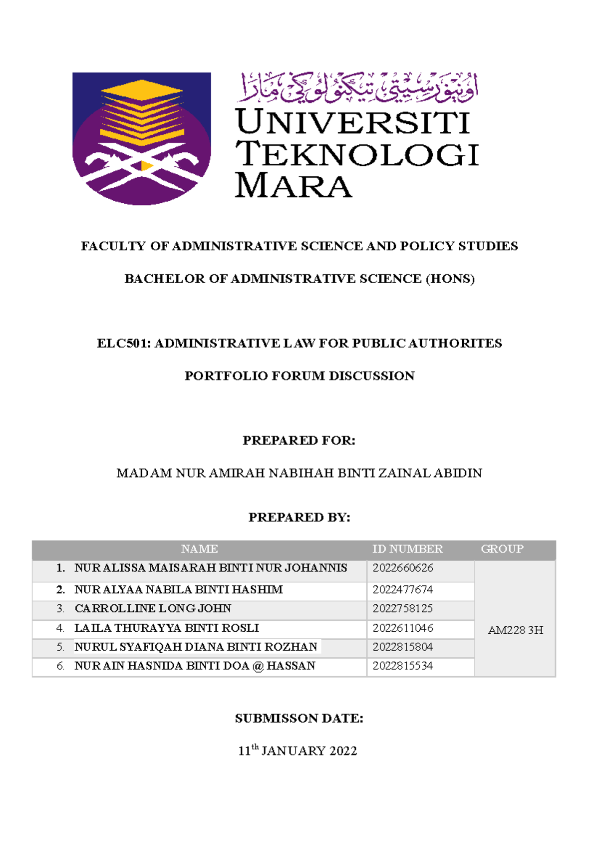 ELC501- Portfolio Forum Discussion - FACULTY OF ADMINISTRATIVE SCIENCE ...