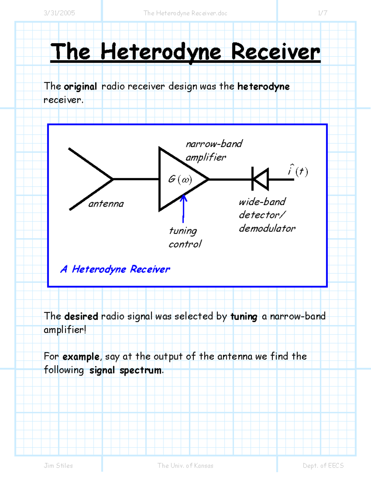 The Heterodyne Receiver - The desired radio signal was selected by ...