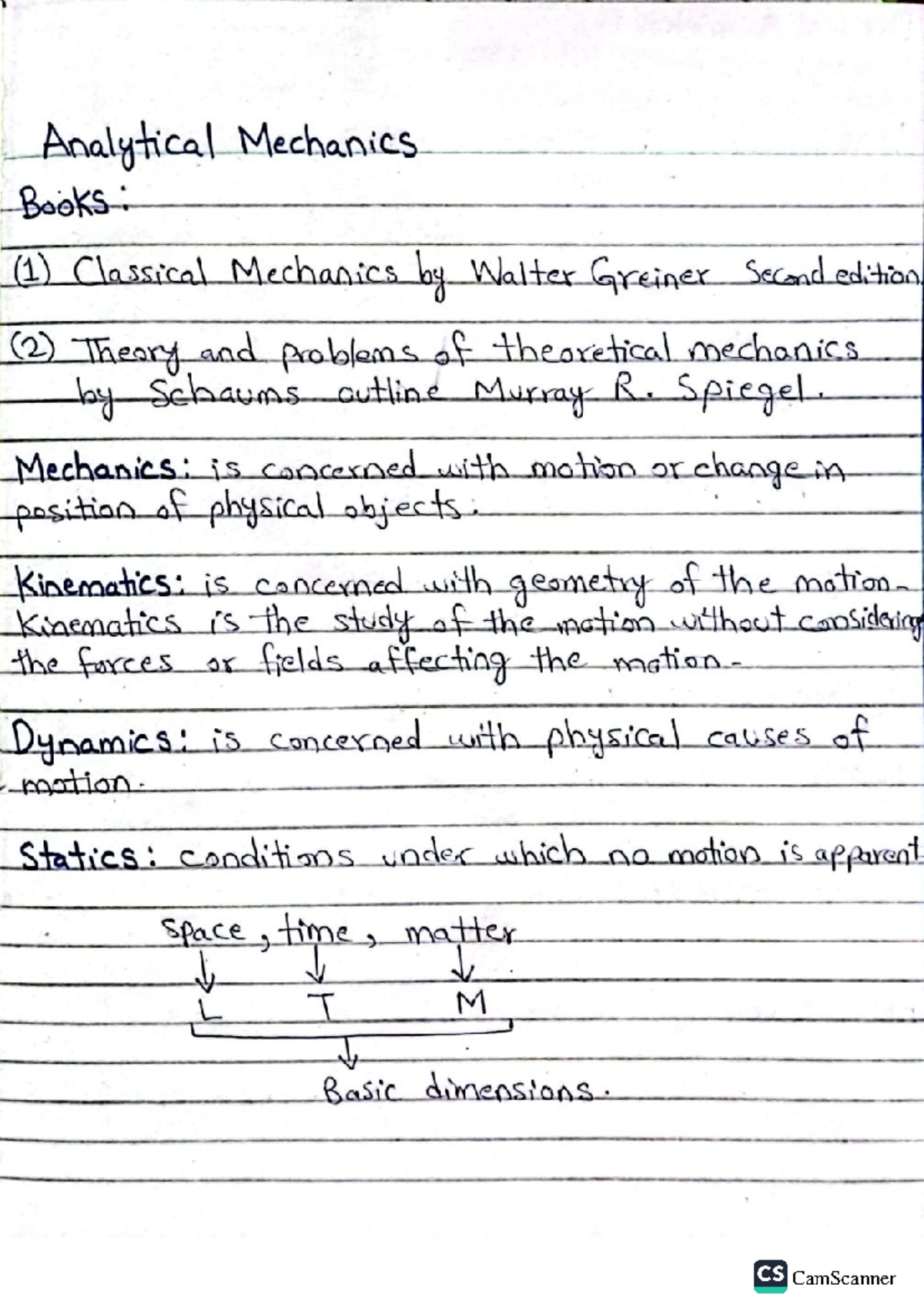 Analytical Mechanics - Studocu