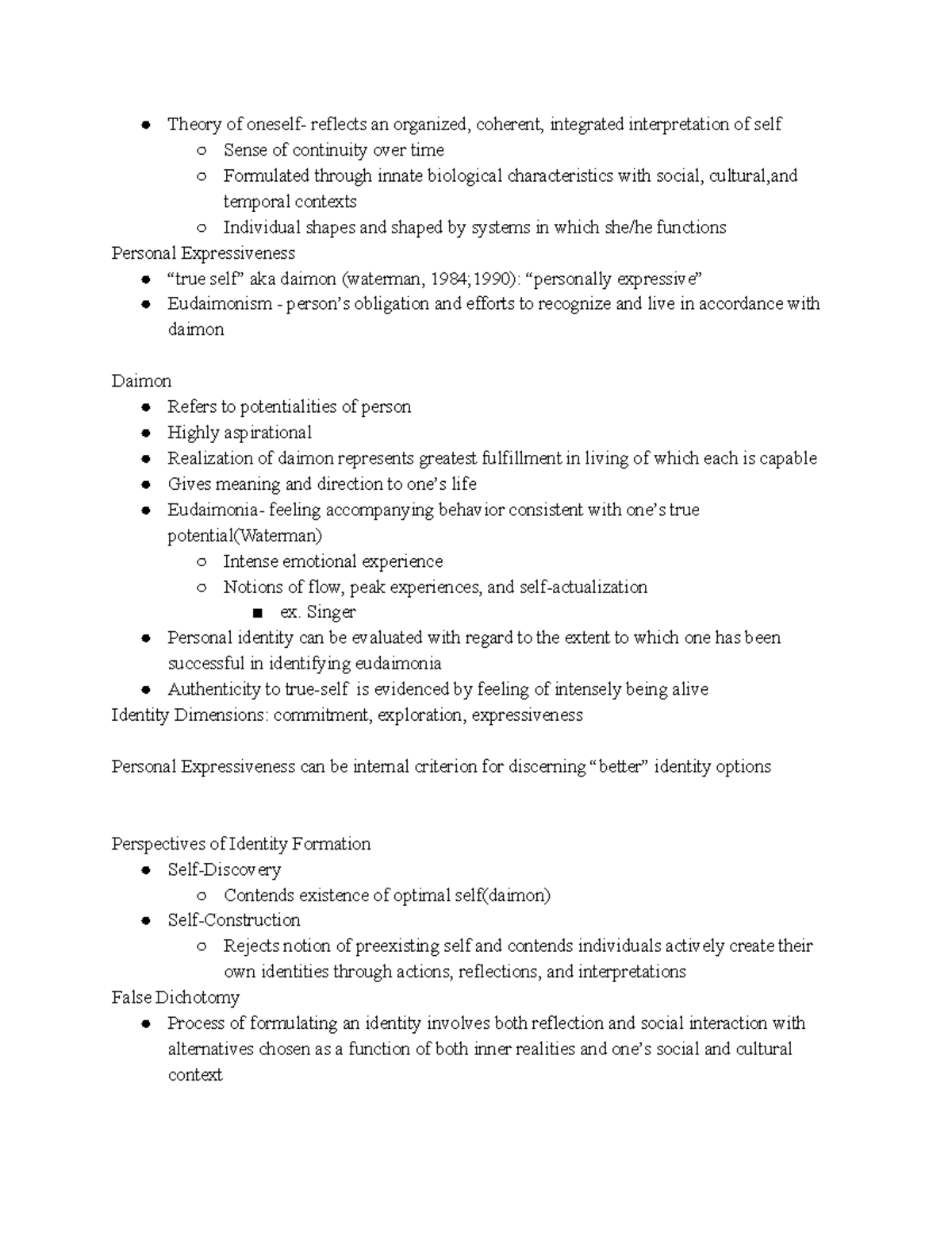 Lecture 20 -Processes of Identity Formation and Development - Theory of ...
