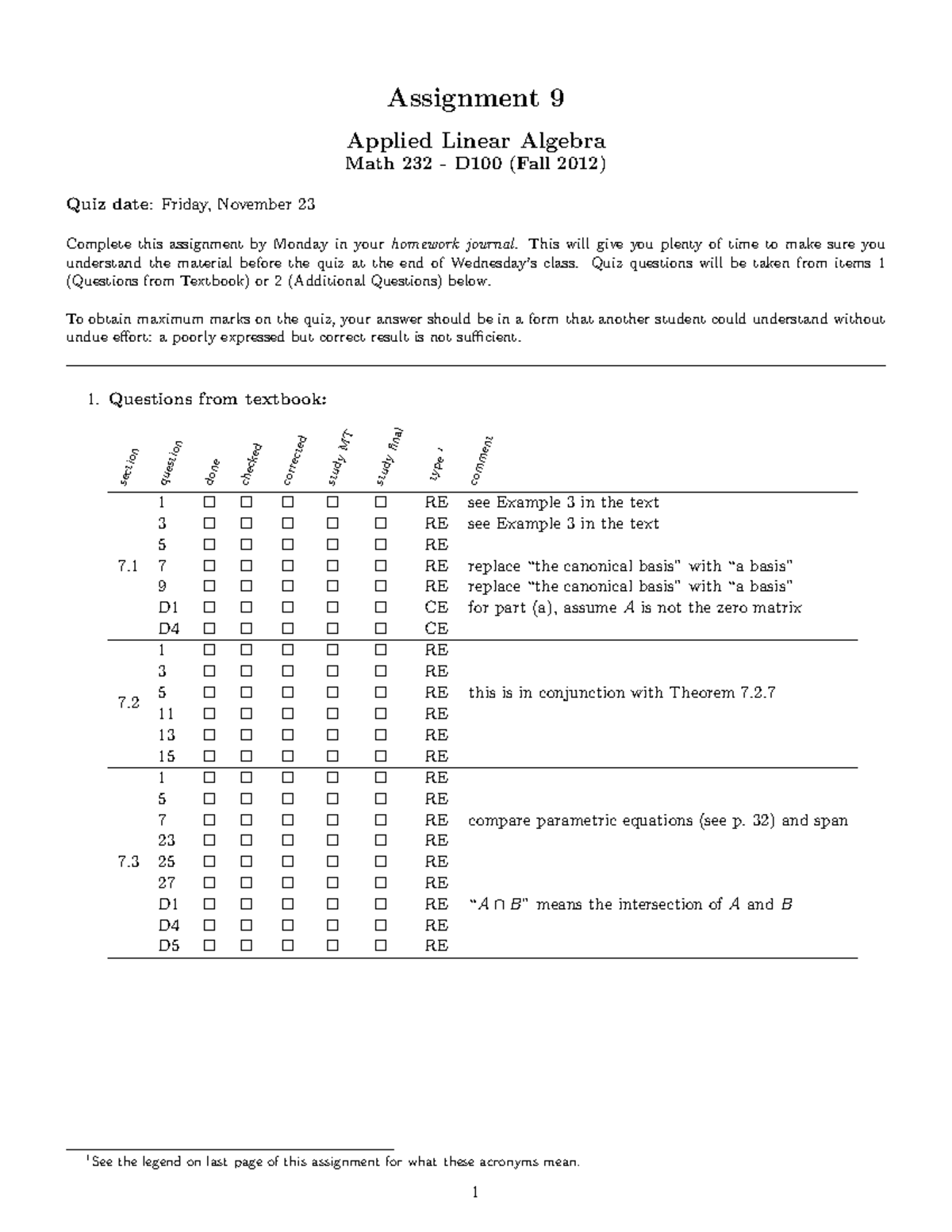 Applied Linear Algebra - Assignments - assig9 - Assignment 9 Applied ...