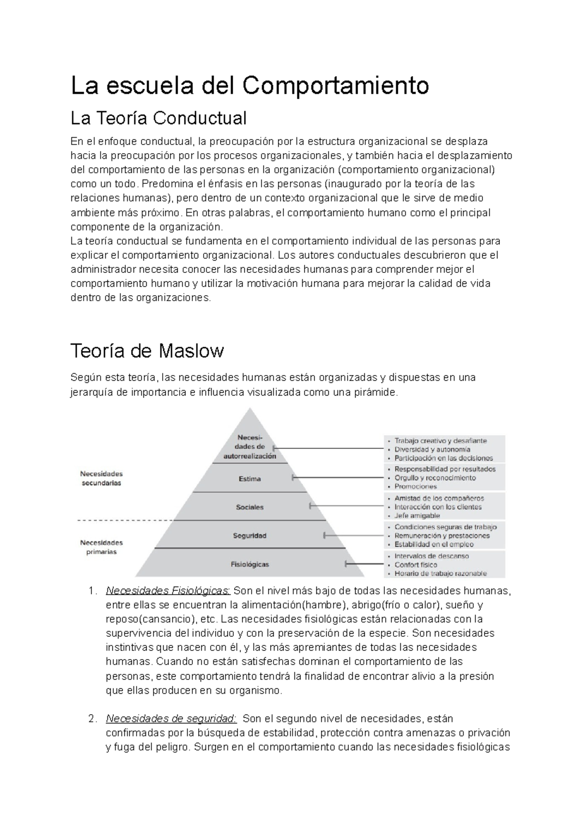 Resumen Escuela del Comportamiento FM 2022 - La escuela del ...