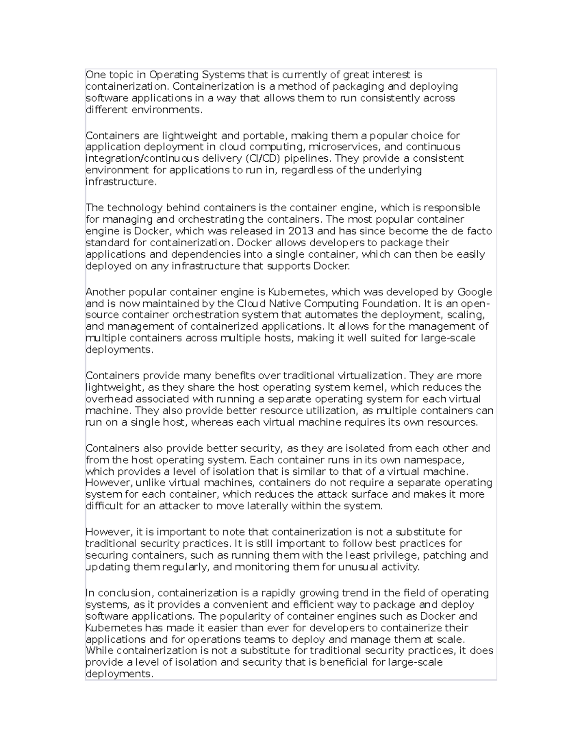 Containerization Operating System One Topic In Operating Systems That Is Currently Of Great