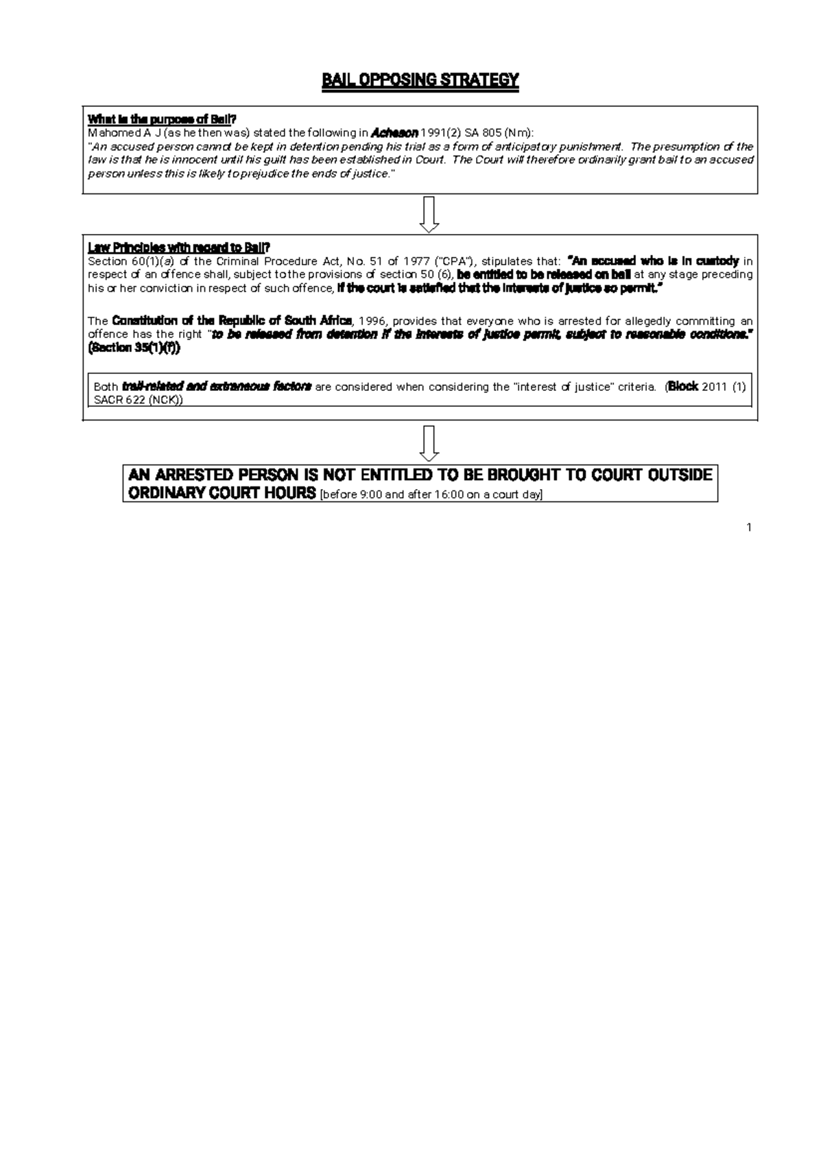 Bail-Strategy - BAIL OPPOSING STRATEGY What is the purpose of Bail ...