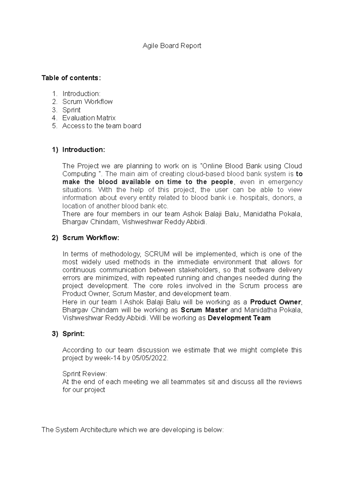 Adv Sys Analysis report 1 - Agile Board Report Table of contents ...