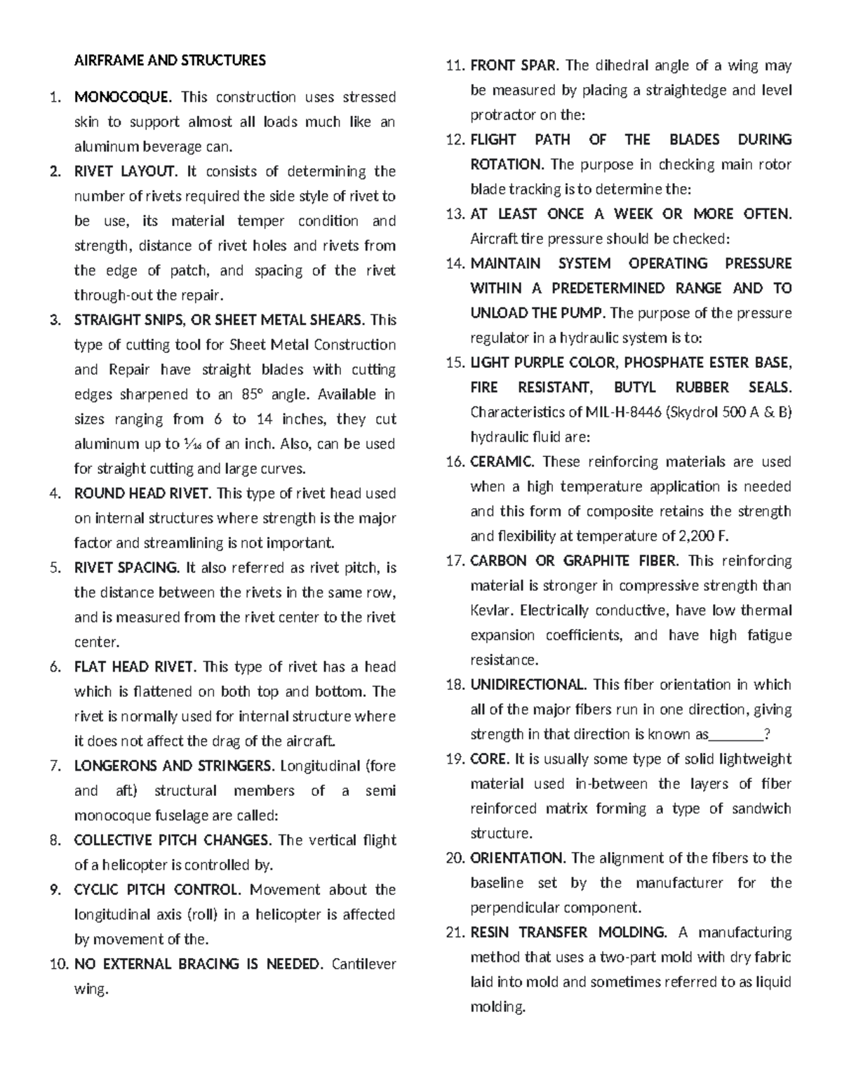 Airframe AND Structures 2 - AIRFRAME AND STRUCTURES MONOCOQUE. This construction uses stressed ...
