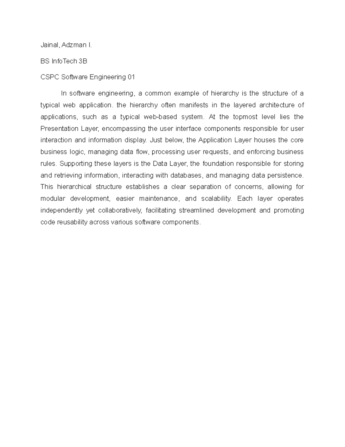 Jainal CSPC New Assignment - Jainal, Adzman I. BS InfoTech 3B CSPC ...