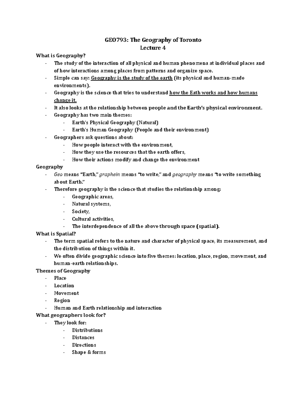 GEO793- Lecture 4 - GEO793: The Geography of Toronto Lecture 4 What is ...