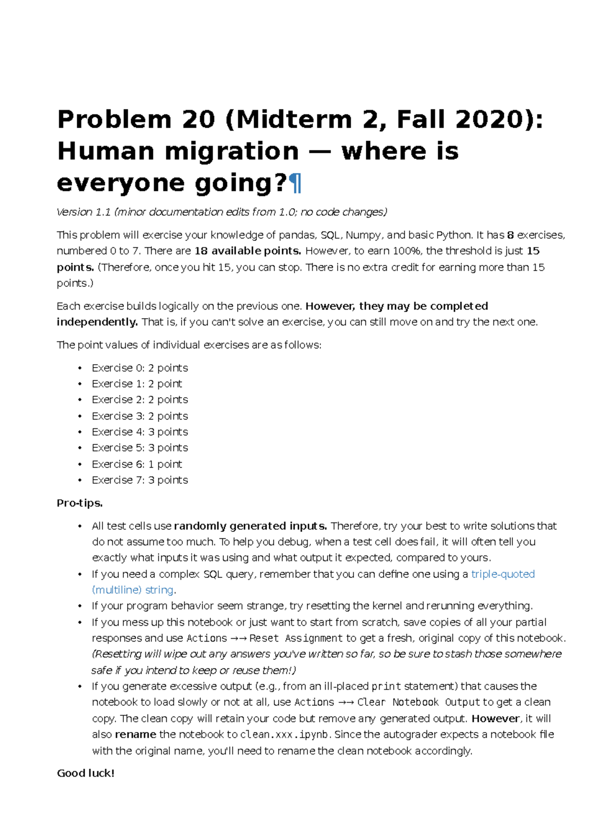 Fa20 Prac Problem 20 Midterm 2 Fall 2020 Human Migration