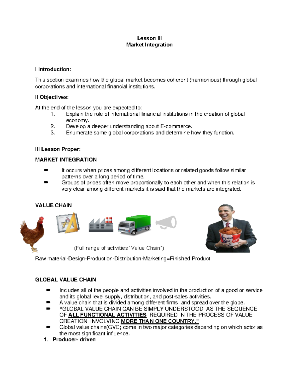 Lesson 3 Market Integration - Lesson III Market Integration I ...