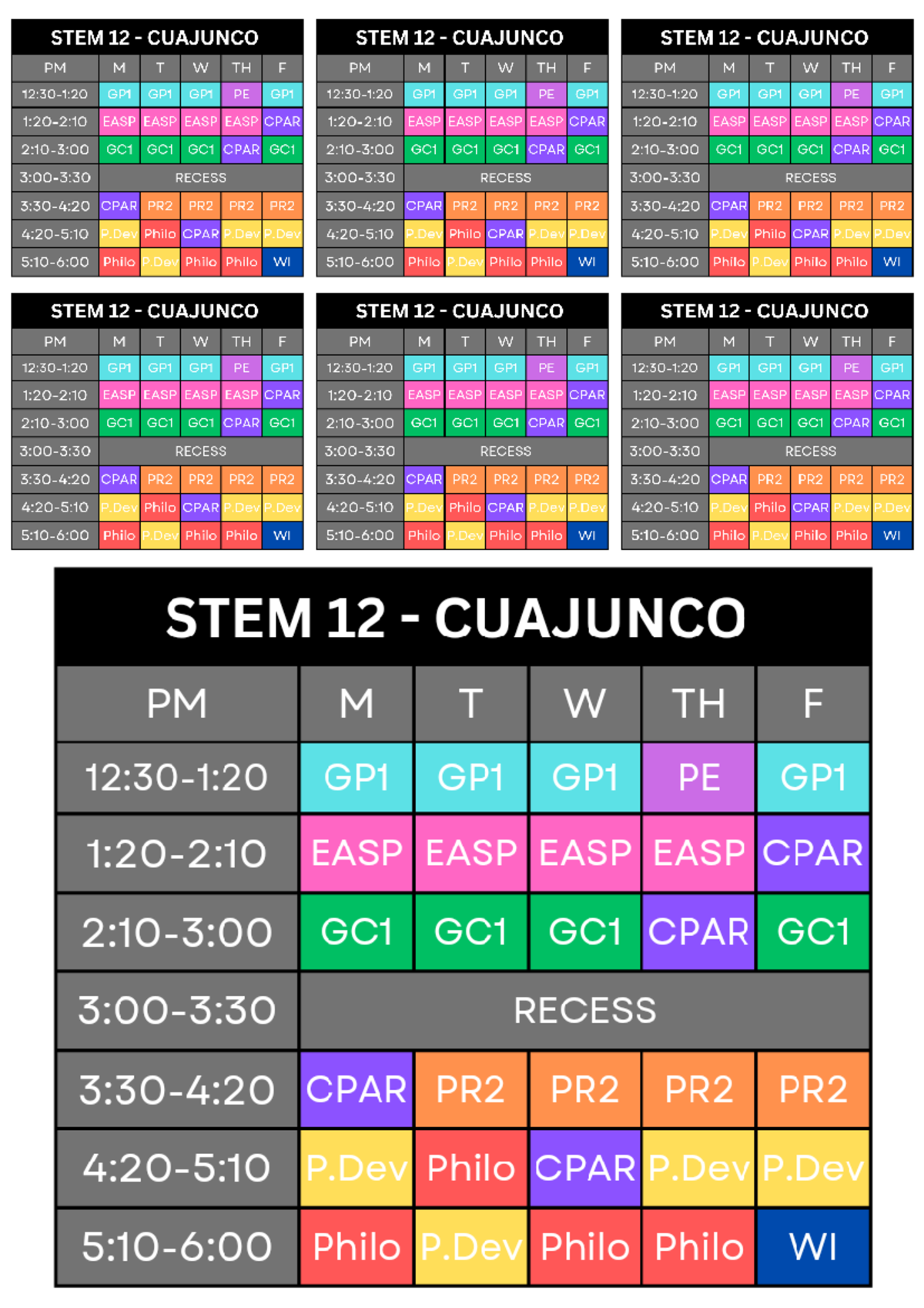 Schedule - Too much information - STEM 12 CUAJUNCO STEM 12 CUAJUNCO STEM 12 CUAJUNCO PM M T W TH ...