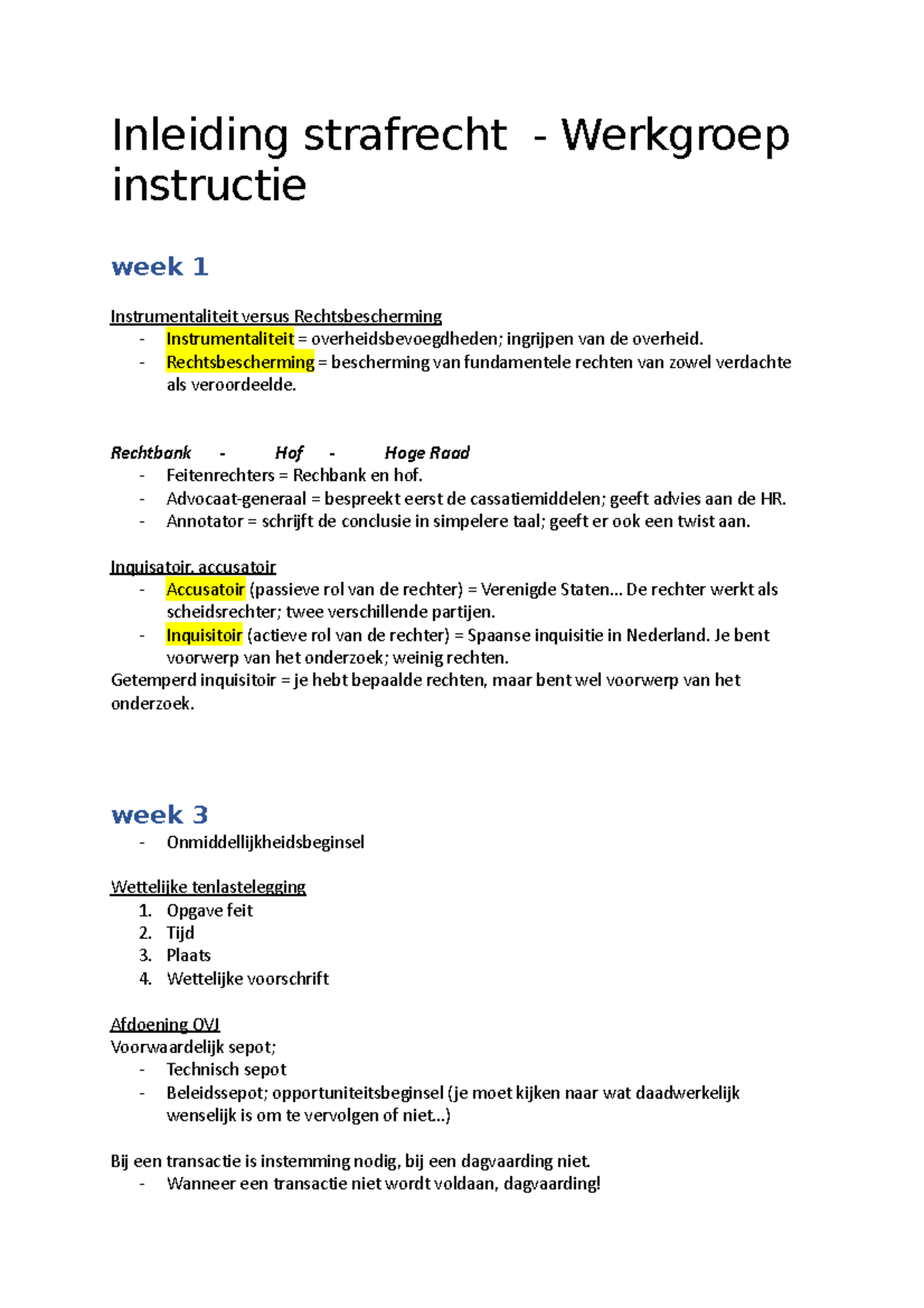 Inleiding strafrecht - Werkgroep instructie - Inleiding strafrecht ...