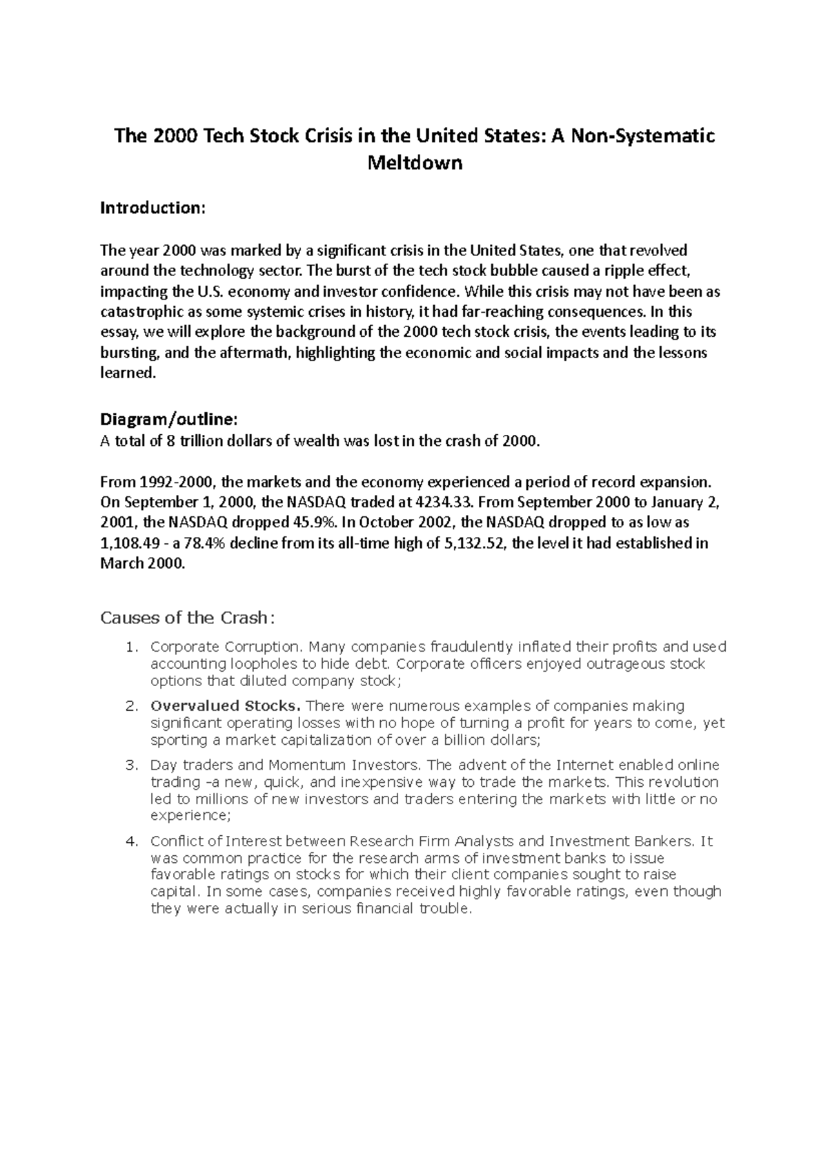 Financial crises - Assignment - The 2000 Tech Stock Crisis in the ...