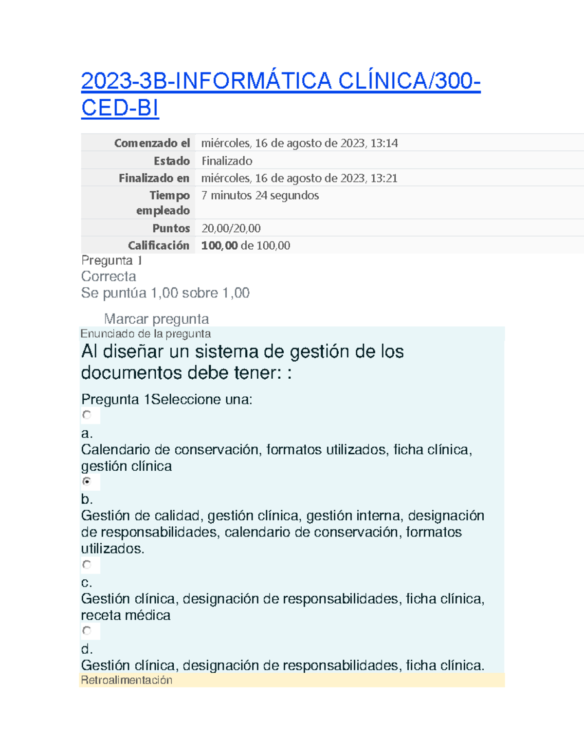 Informatica Clinica 1 - EXITO - 2023-3B-INFORMÁTICA CLÍNICA/300- CED-BI ...