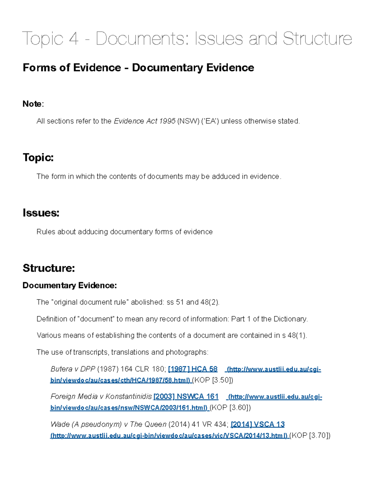 Topic 4 - Documents Issues and Structure Evidence - Topic 4 - Documents ...