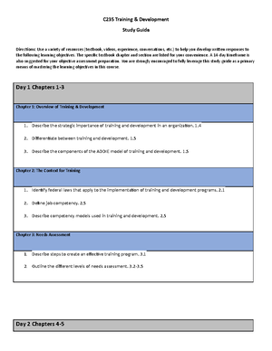 C235-Training Development Task 2 - XWT1: Training Plan Performance ...