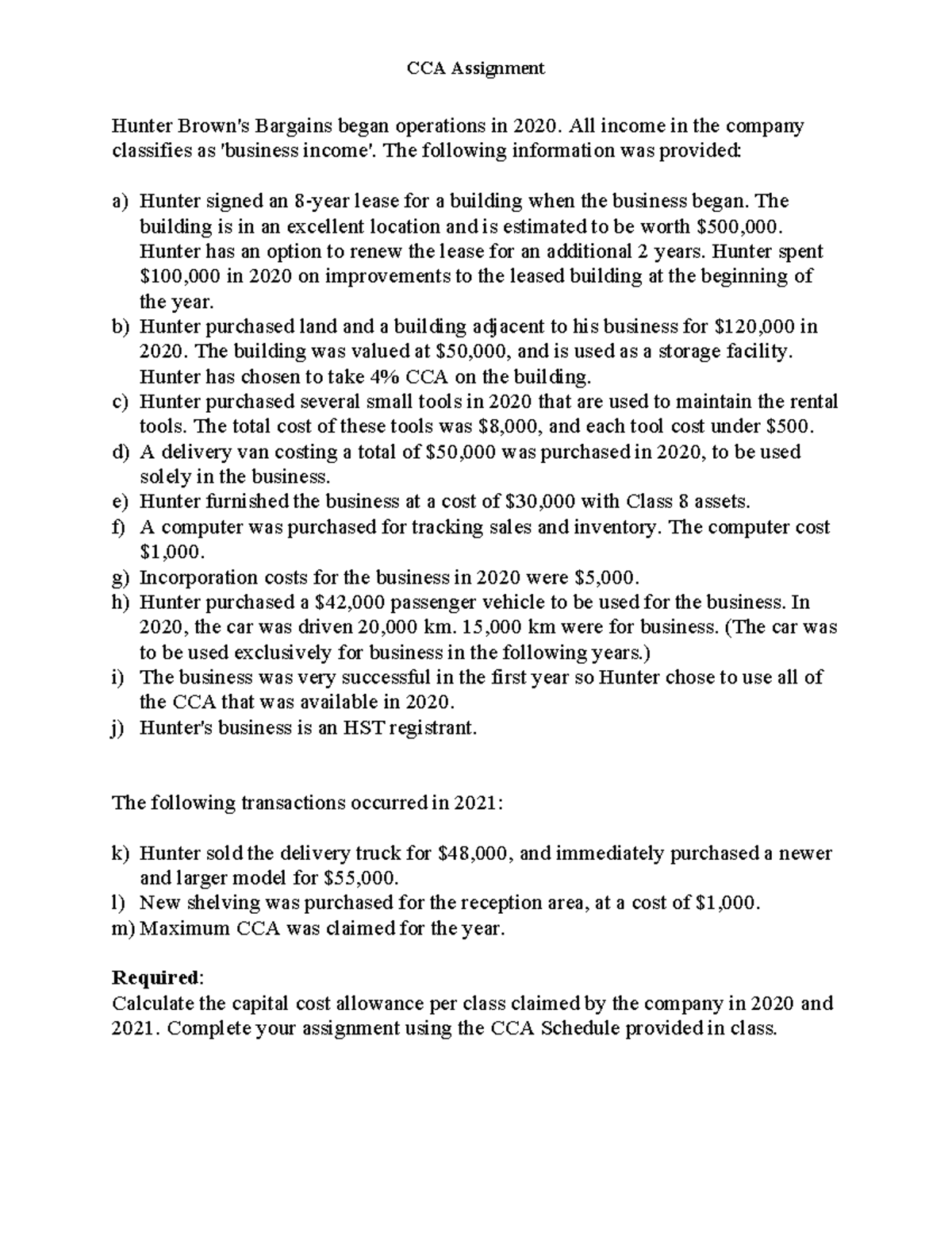 CCA Assignment - CCA Assignment Hunter Brown's Bargains began ...